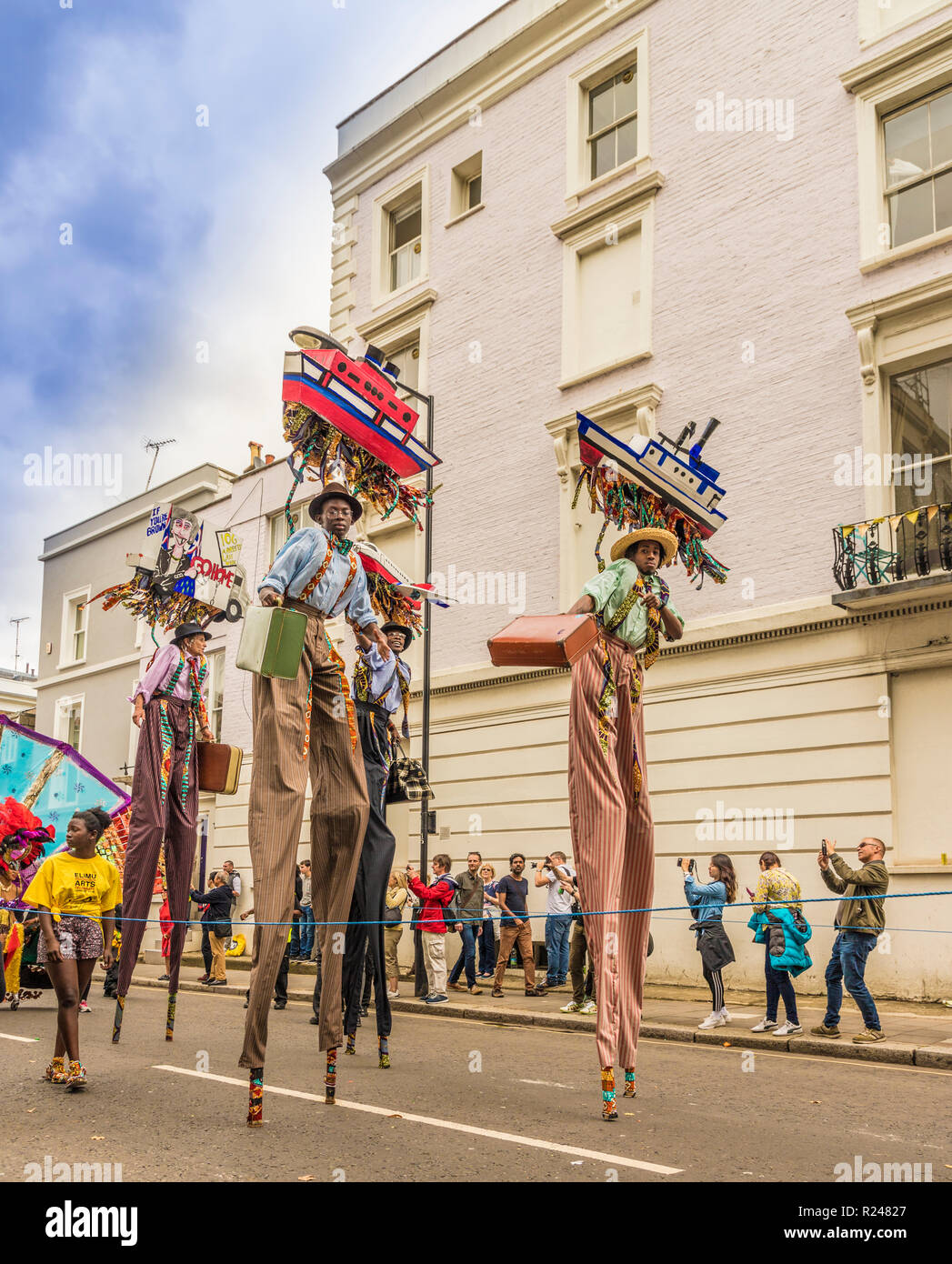 Some of the colourfully dressed performers at the Notting Hill Carnival ...