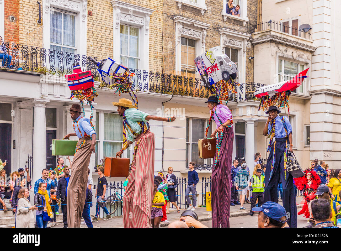 Some of the colourfully dressed performers at the Notting Hill Carnival ...