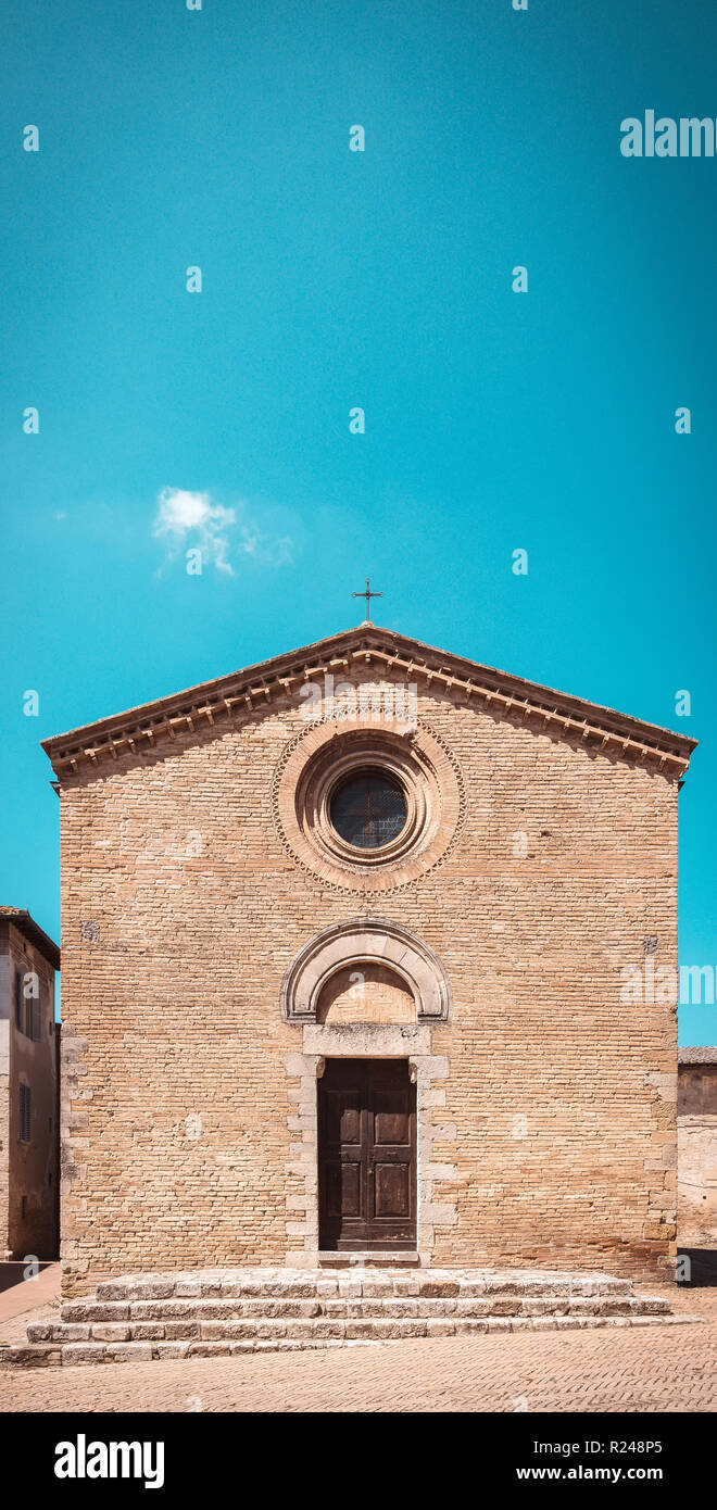 Vertical photo of small italian church. Building is in famous italian ...