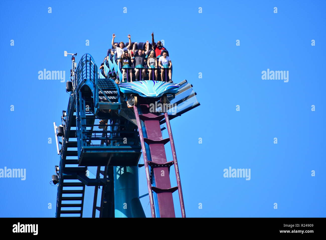 Orlando, Florida. October 13, 2018. People having fun on Mako ...