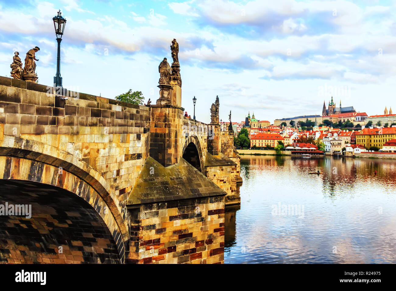Charles bridges with beautiful statues in Prague, Czech Republic Stock Photo - Alamy