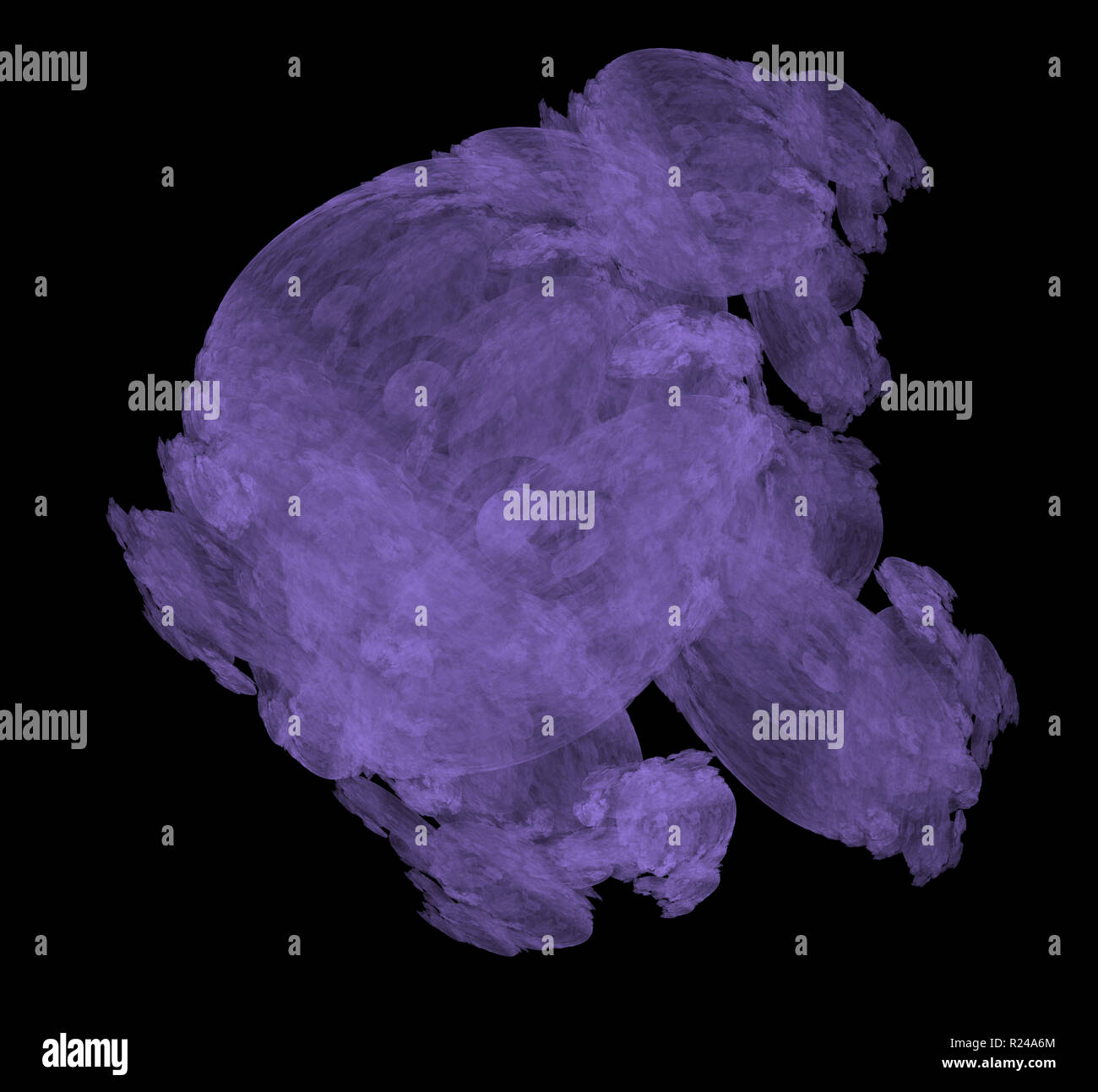 Violet cloud fractal on black background. Fantasy fractal texture ...
