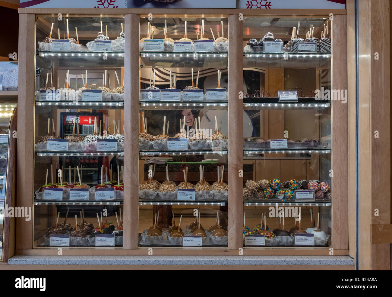 window display of candy apples and other confectioneries Stock Photo ...