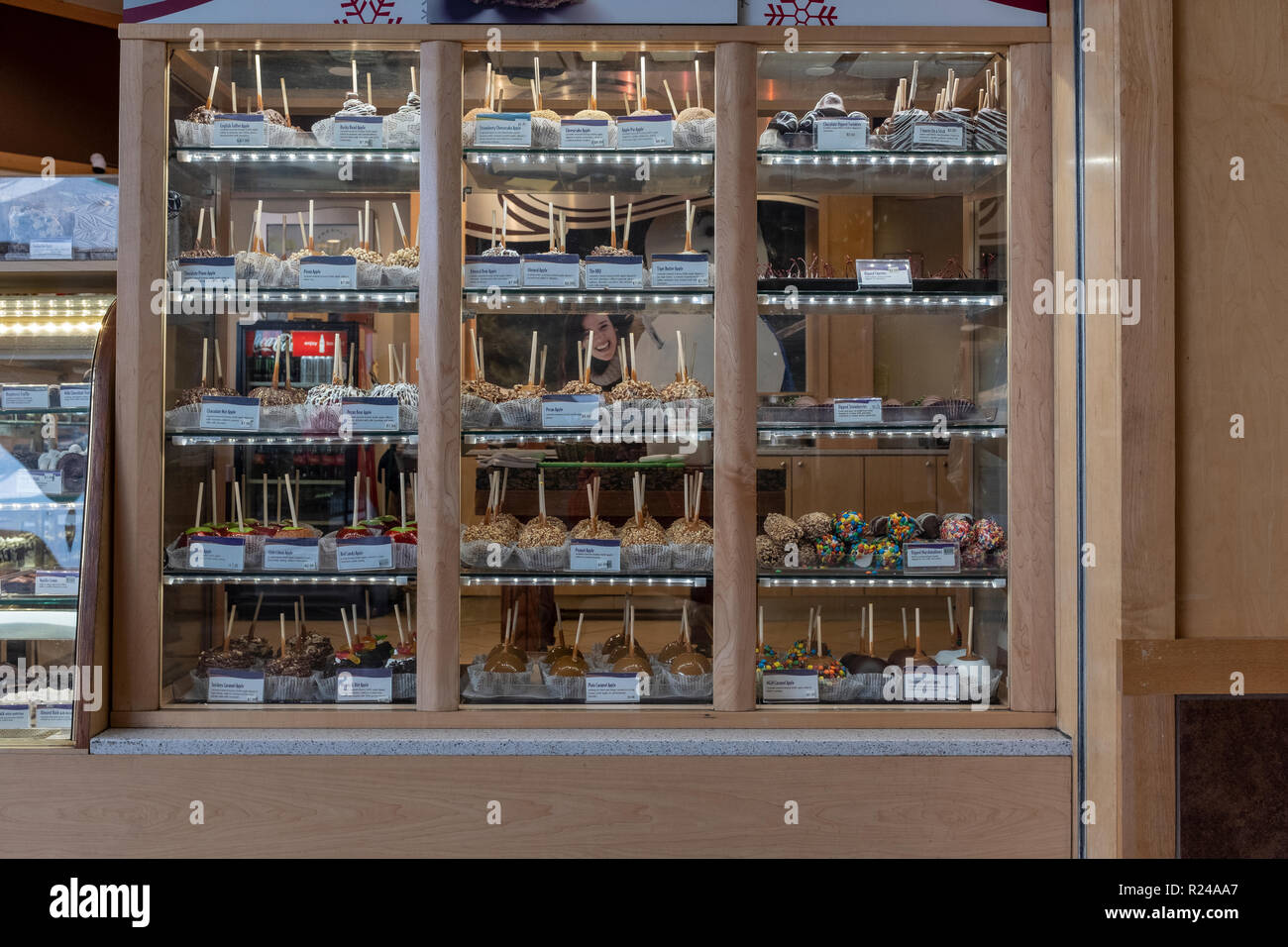 window display of candy apples and other confectioneries Stock Photo ...