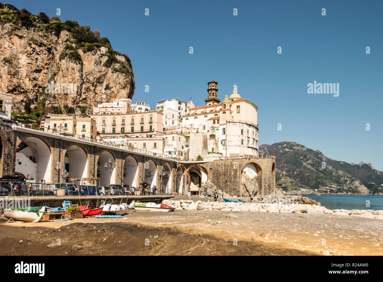 Panoramic aerial view of Salerno, the Amalfi Coast in Italy in a ...