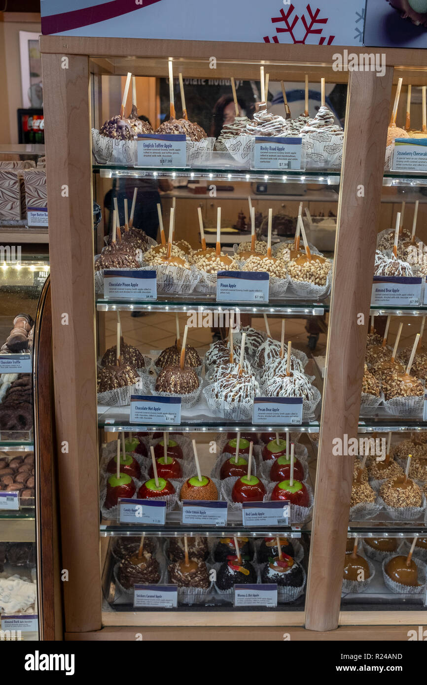 window display of candy apples and other confectioneries Stock Photo ...