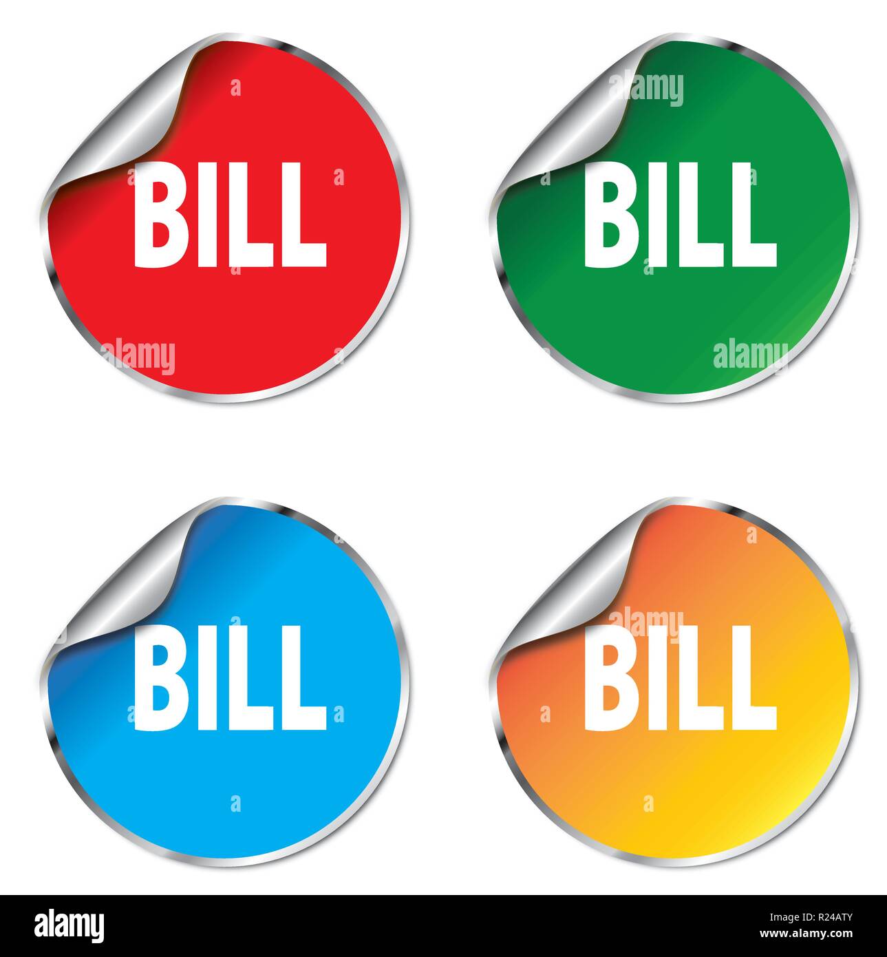 color and silver sticker set on white background Stock Vector Image ...