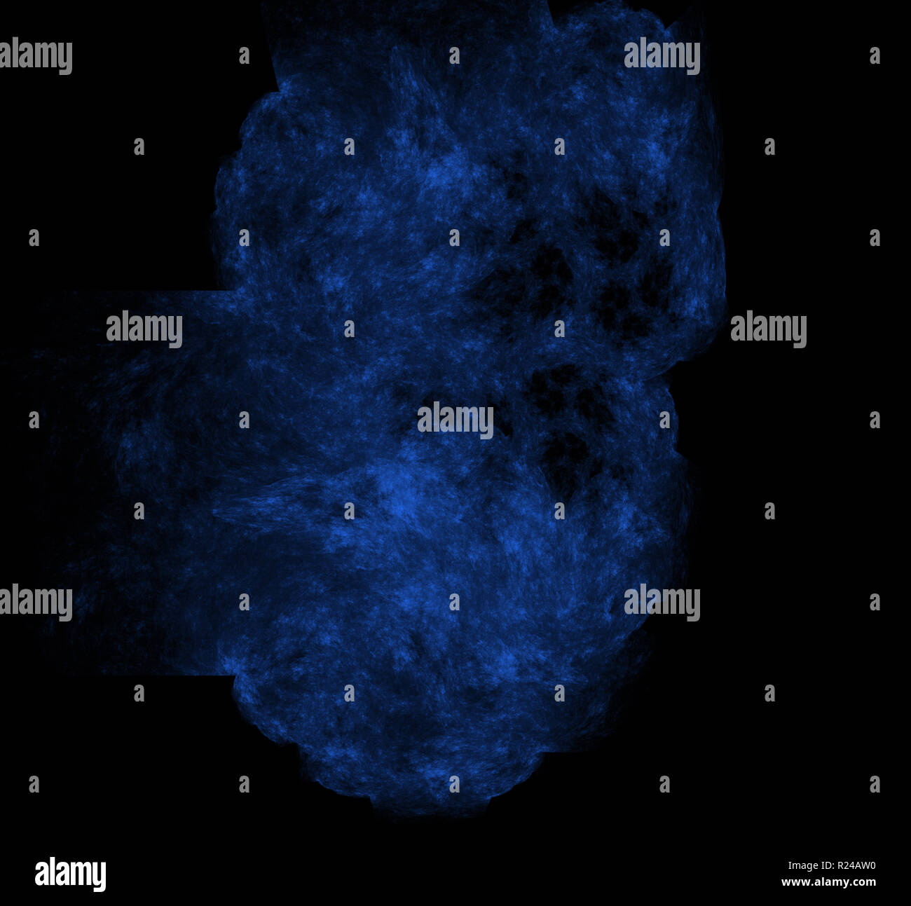 Nebulas blue fractal on black background. Digital art. 3D rendering ...