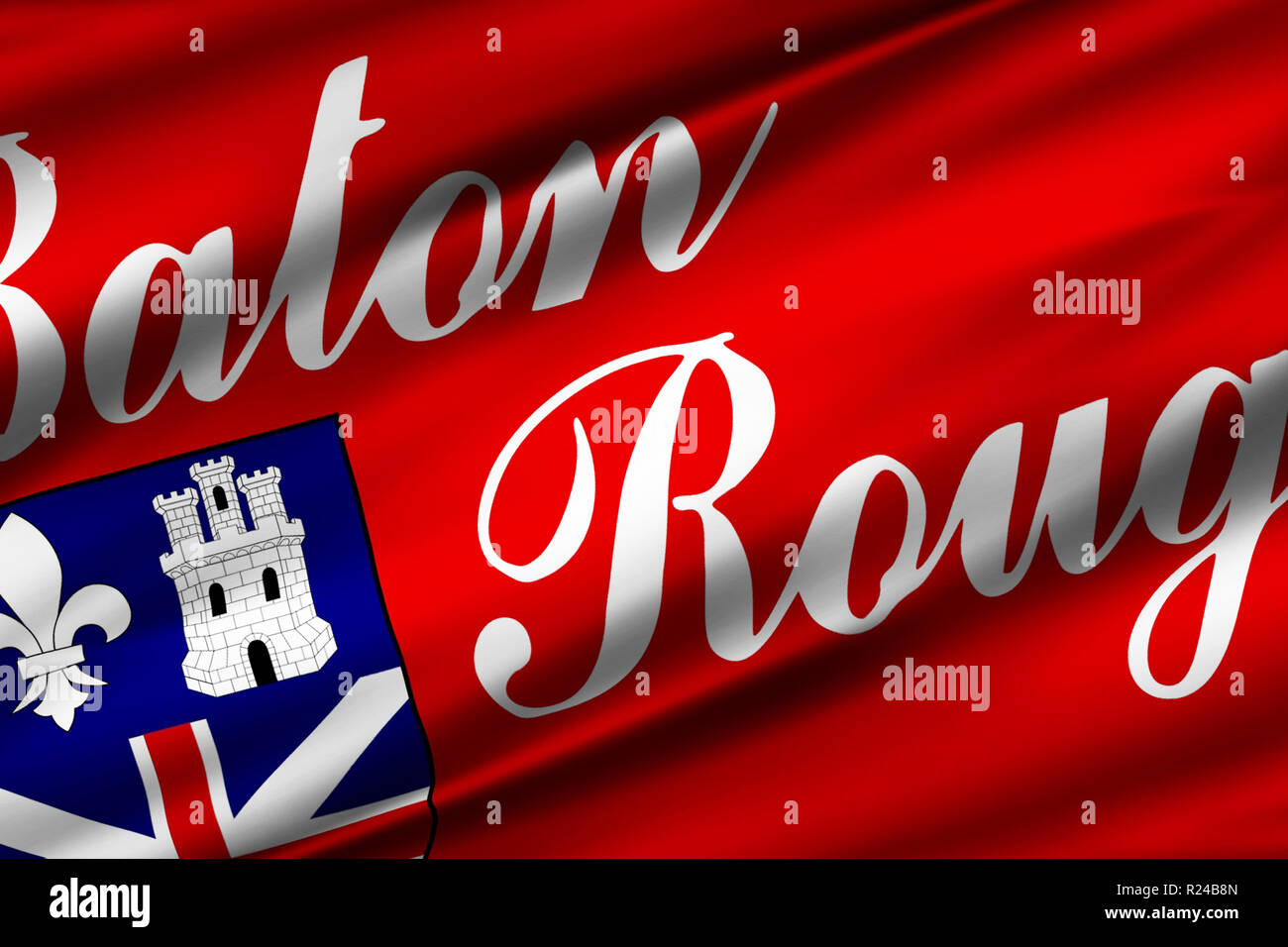 Baton Rouge 3D waving flag illustration. Texture can be used as ...