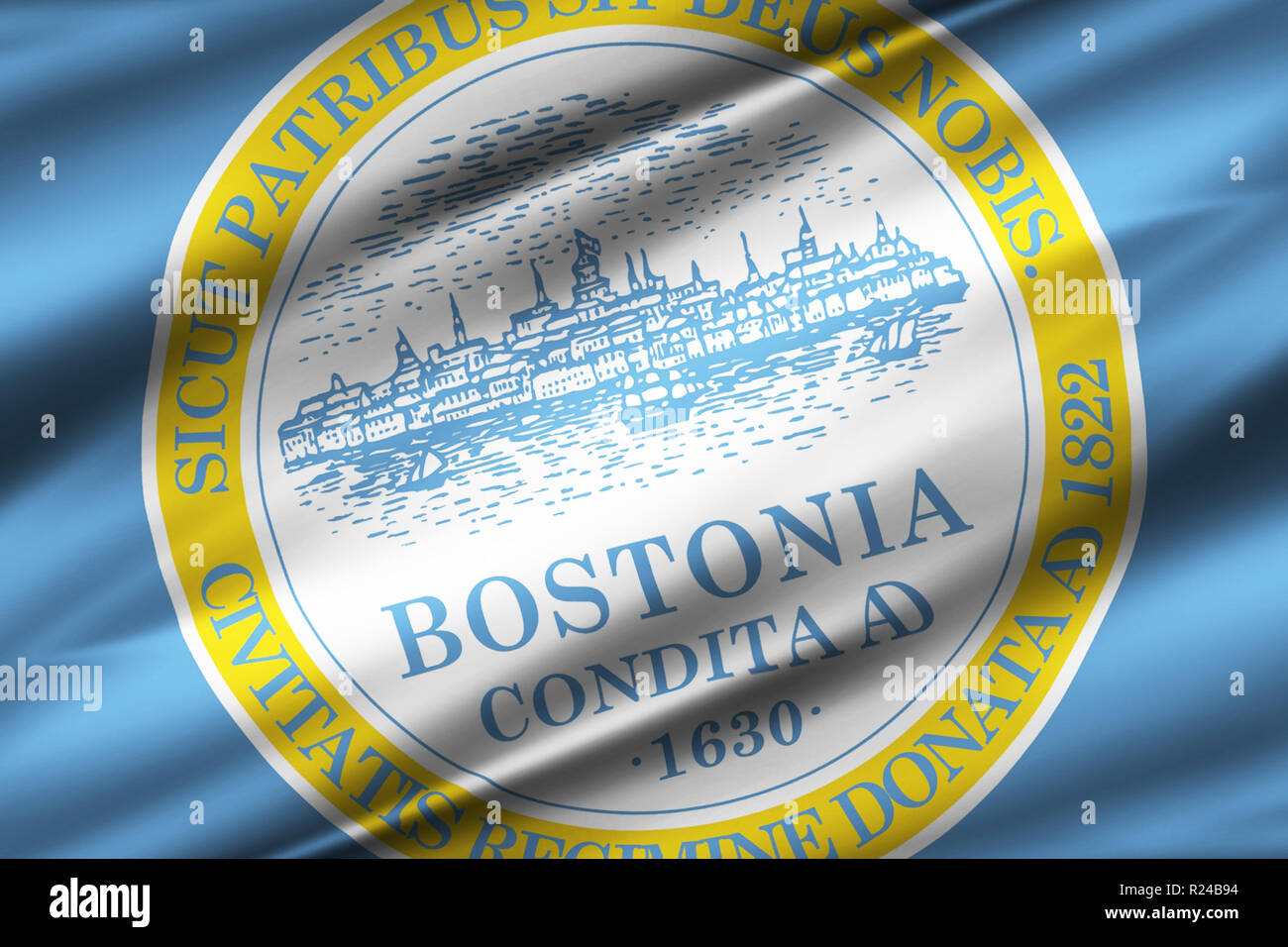 Boston 3D waving flag illustration. Texture can be used as background ...