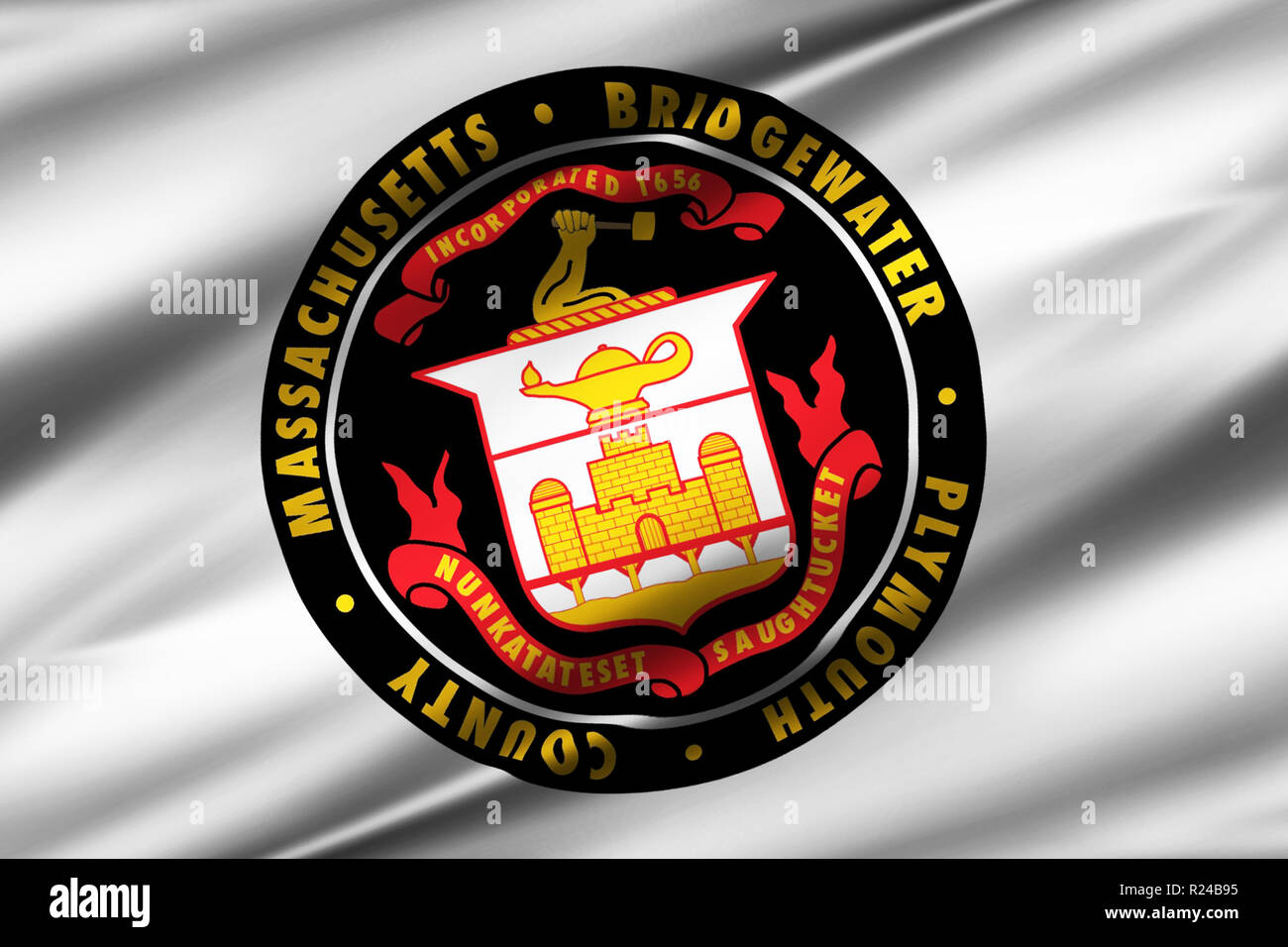 Bridgewater 3D waving flag illustration. Texture can be used as ...