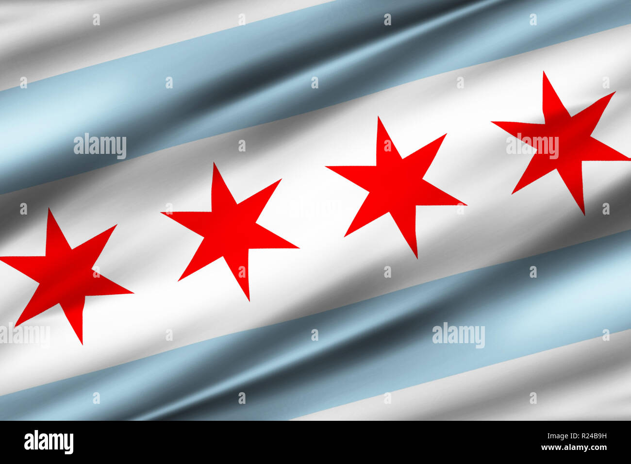 Chicago 3D waving flag illustration. Texture can be used as background ...