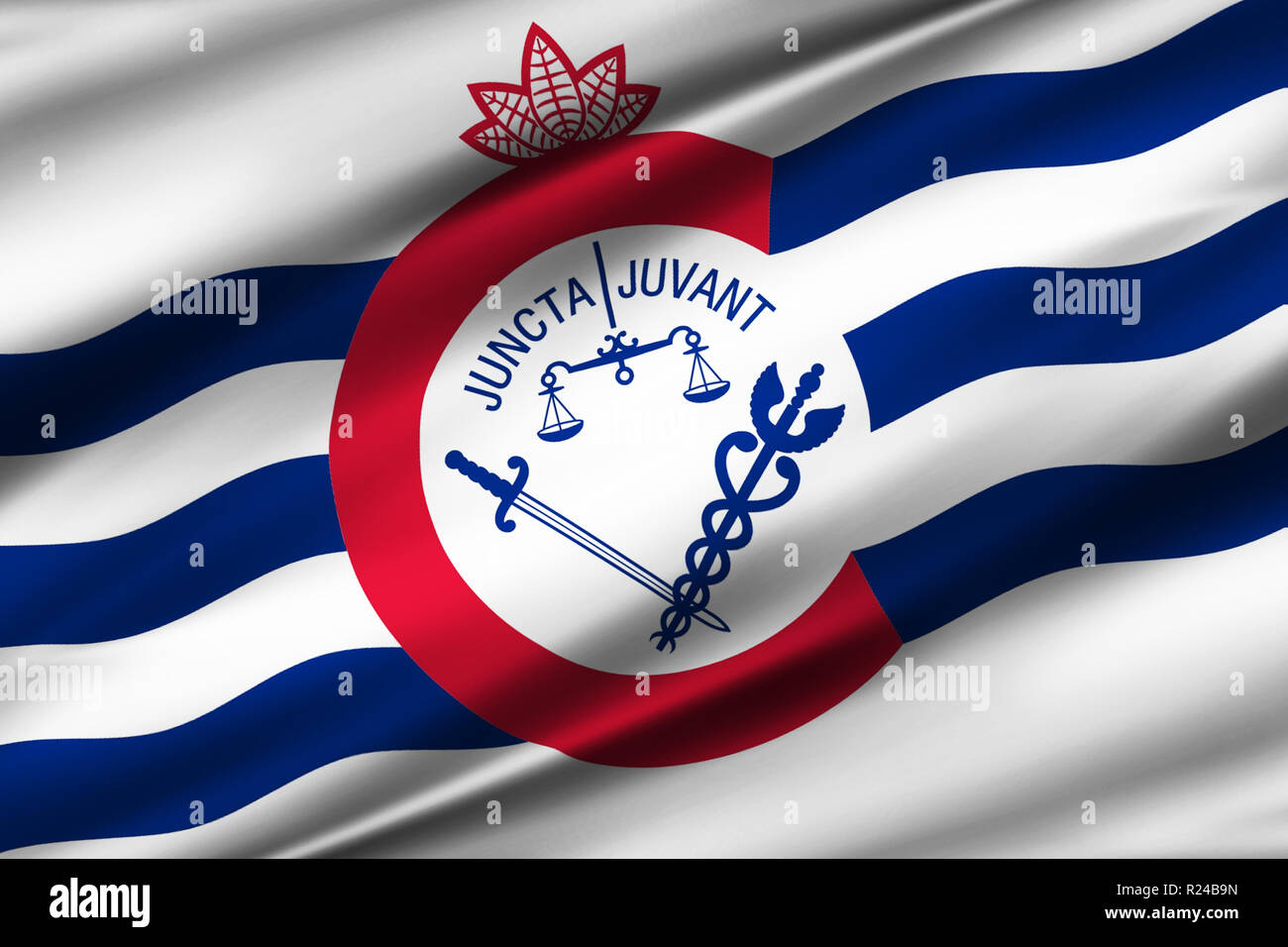 Cincinnati Ohio 3D waving flag illustration. Texture can be used as ...
