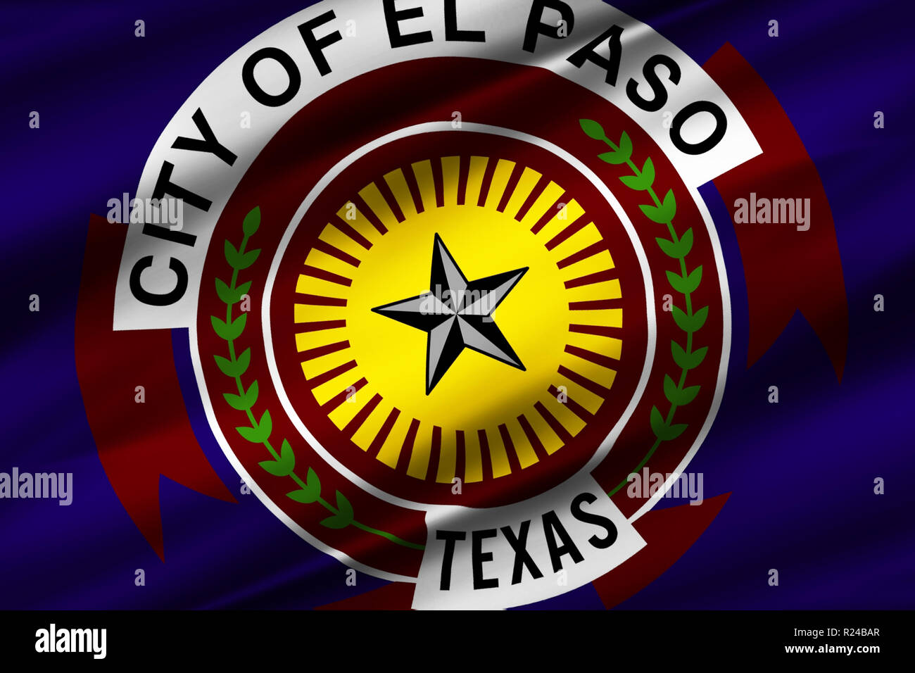 El Paso Texas 3D waving flag illustration. Texture can be used as ...