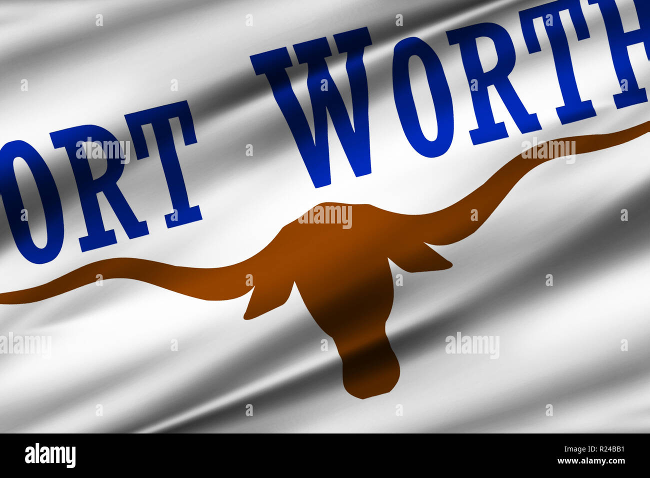 Fort Worth Texas 3D waving flag illustration. Texture can be used as ...