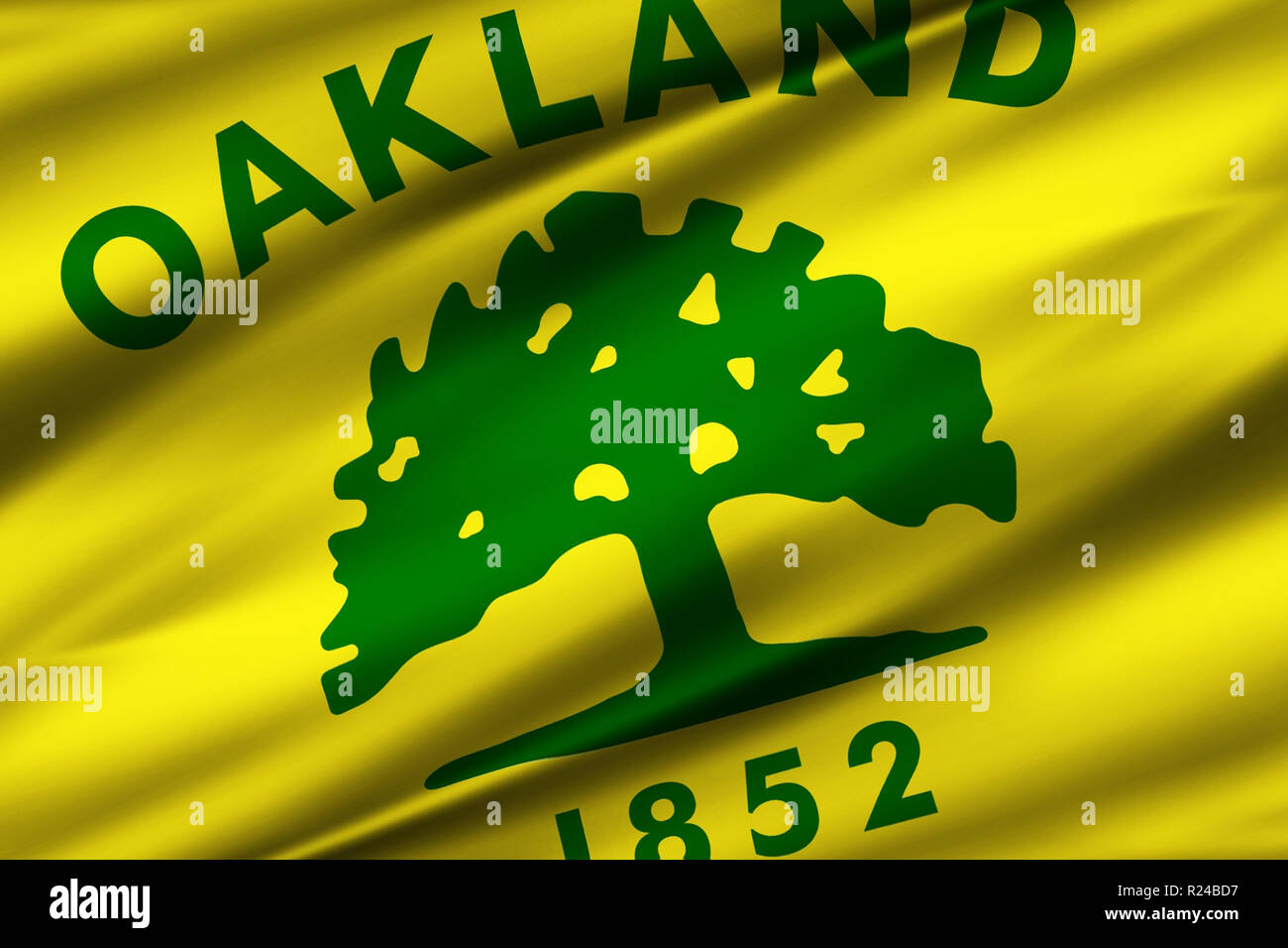 Oakland California 3D waving flag illustration. Texture can be used as ...