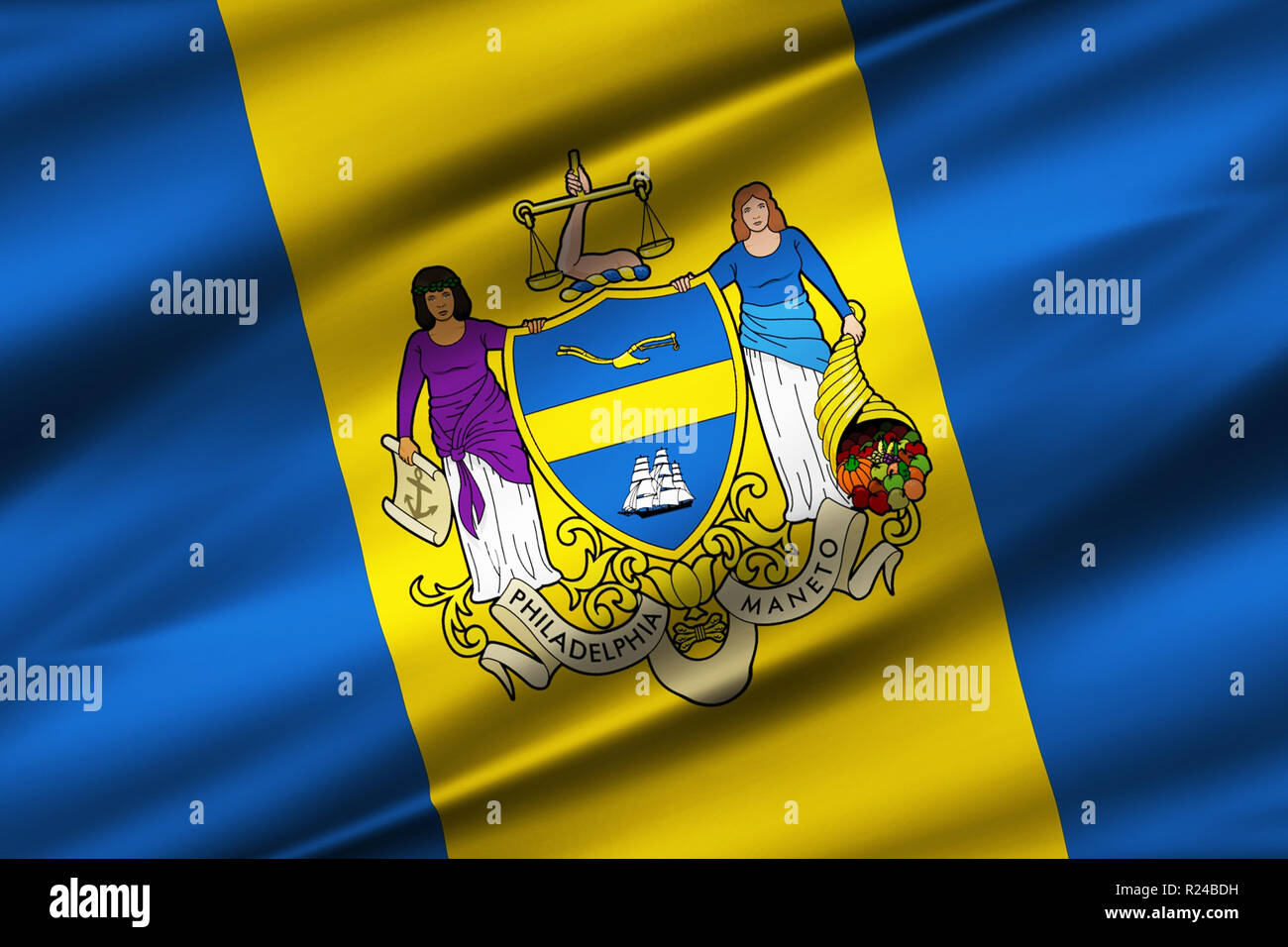 Philadelphia Pennsylvania 3D waving flag illustration. Texture can be ...