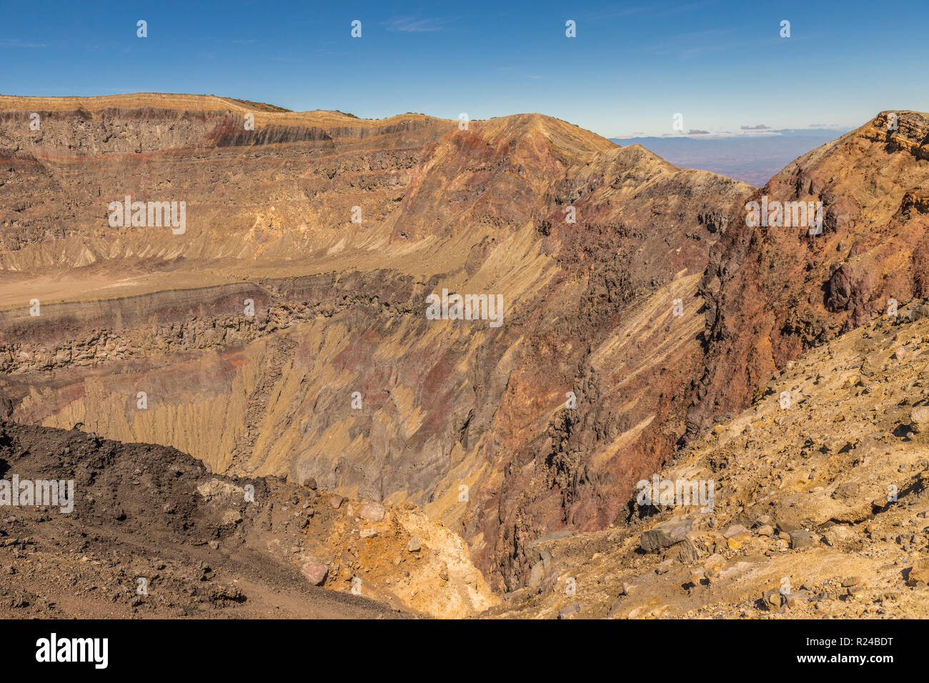 A view of the volcanic crater on Santa Ana Volcano in Santa Ana, El ...