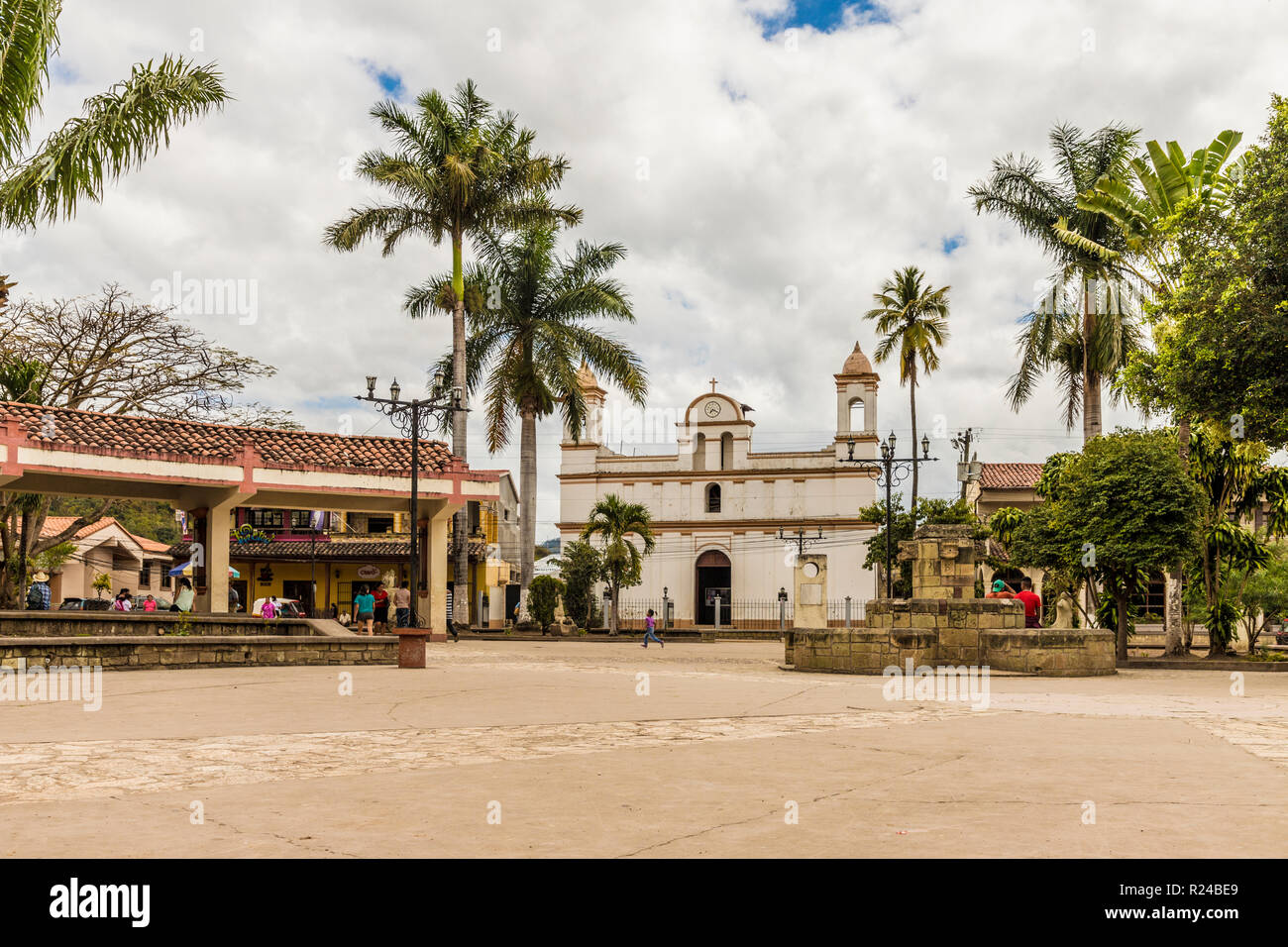 The Catolica Church on the main square in Copan Town, Copan, Honduras ...
