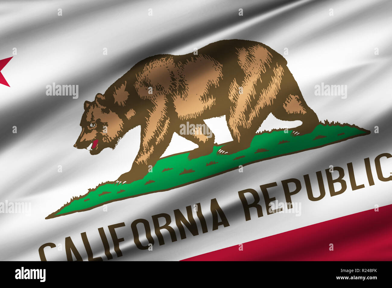 California 3D waving flag illustration. Texture can be used as ...
