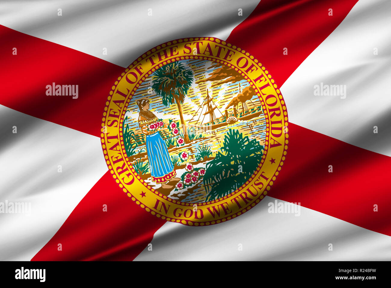 Florida 3D waving flag illustration. Texture can be used as background ...