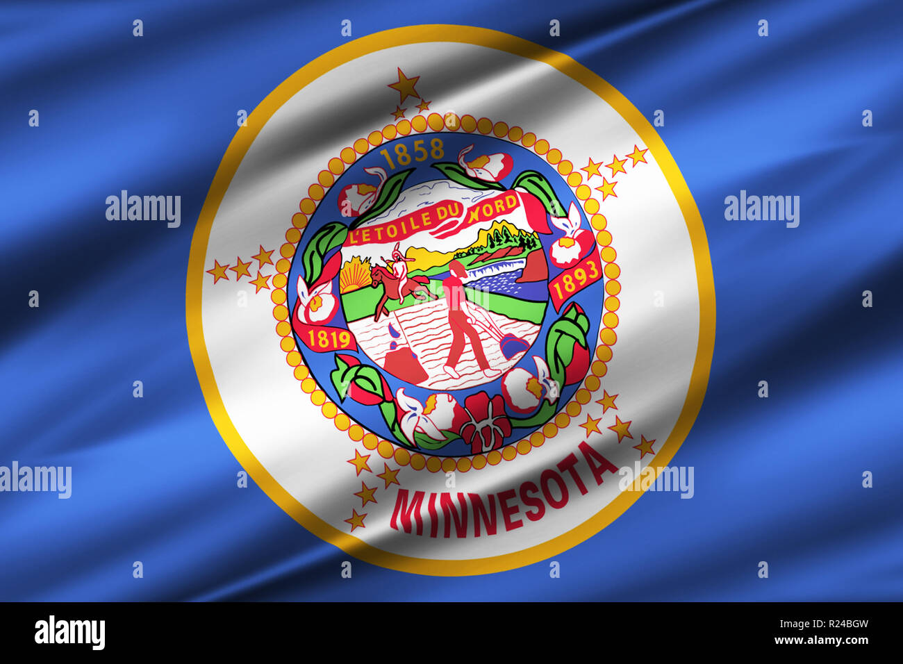 Minnesota 3D waving flag illustration. Texture can be used as ...