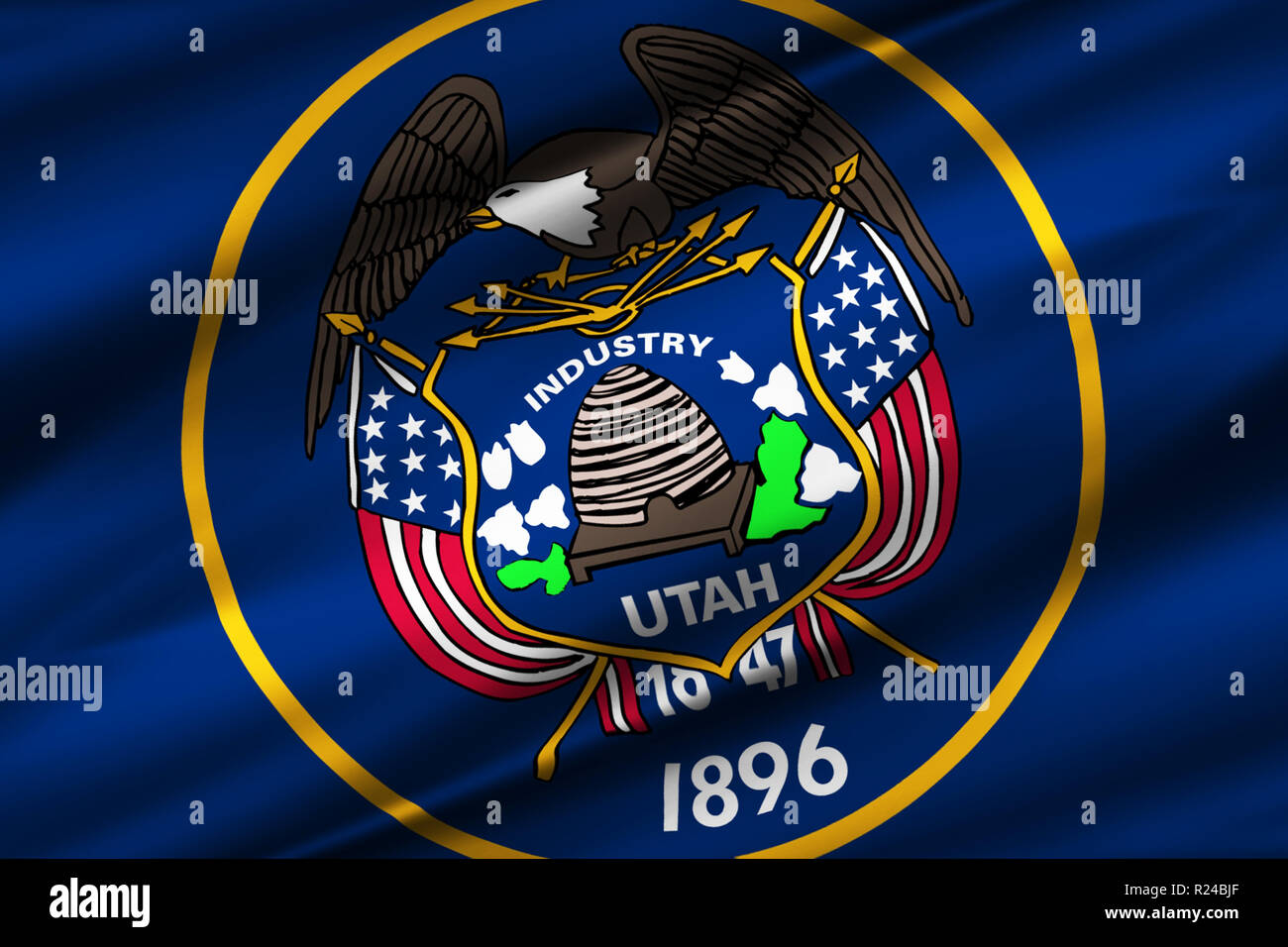 Utah 3D waving flag illustration. Texture can be used as background ...