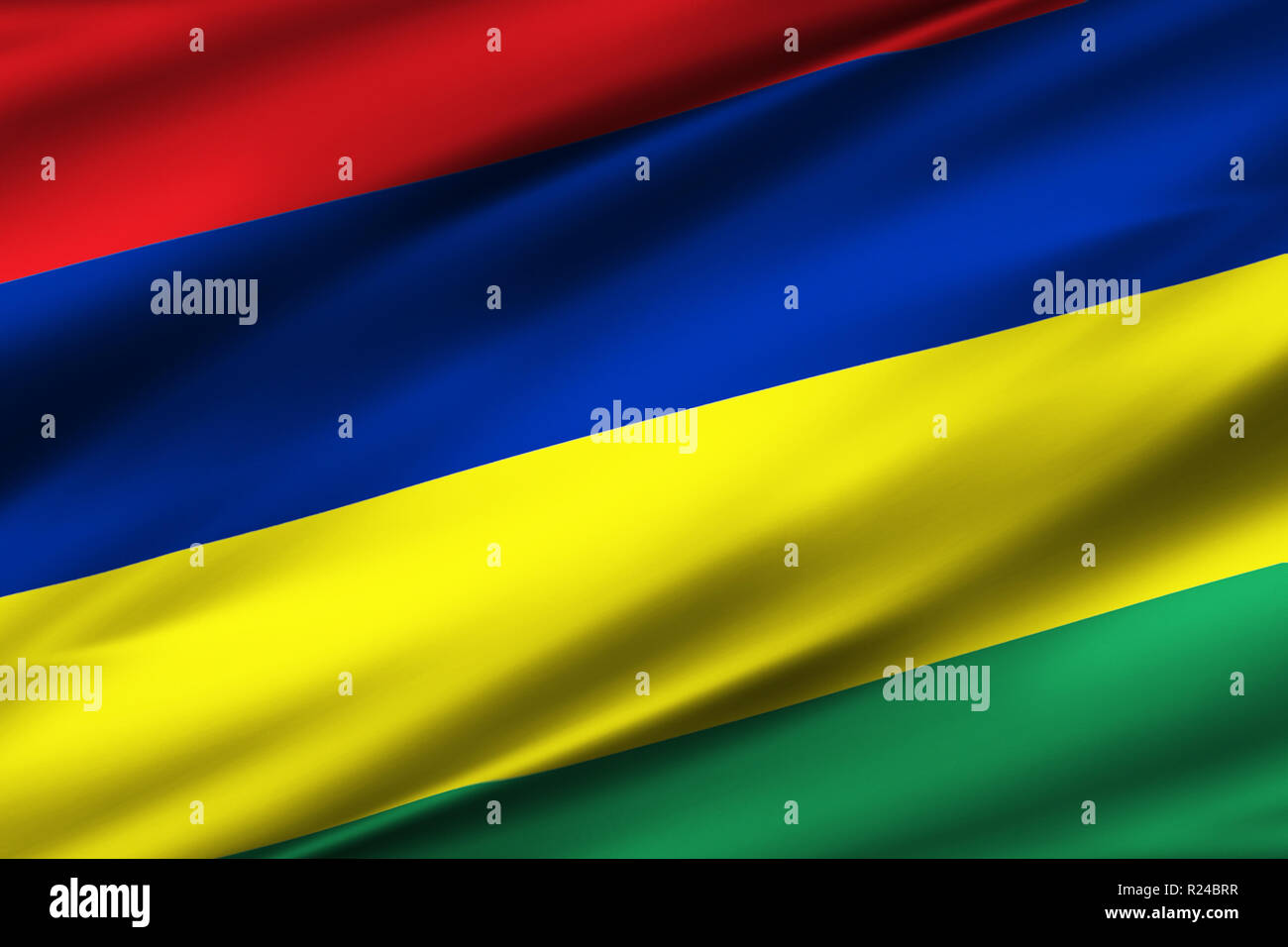 Mauritius 3D waving flag illustration. Texture can be used as ...