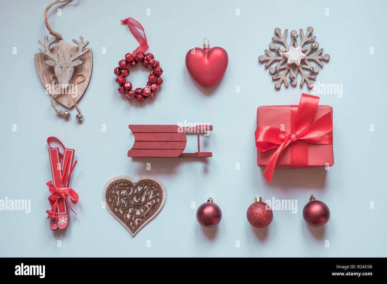 Christmas collection with balls, heart, deer, red sleid for mock up ...