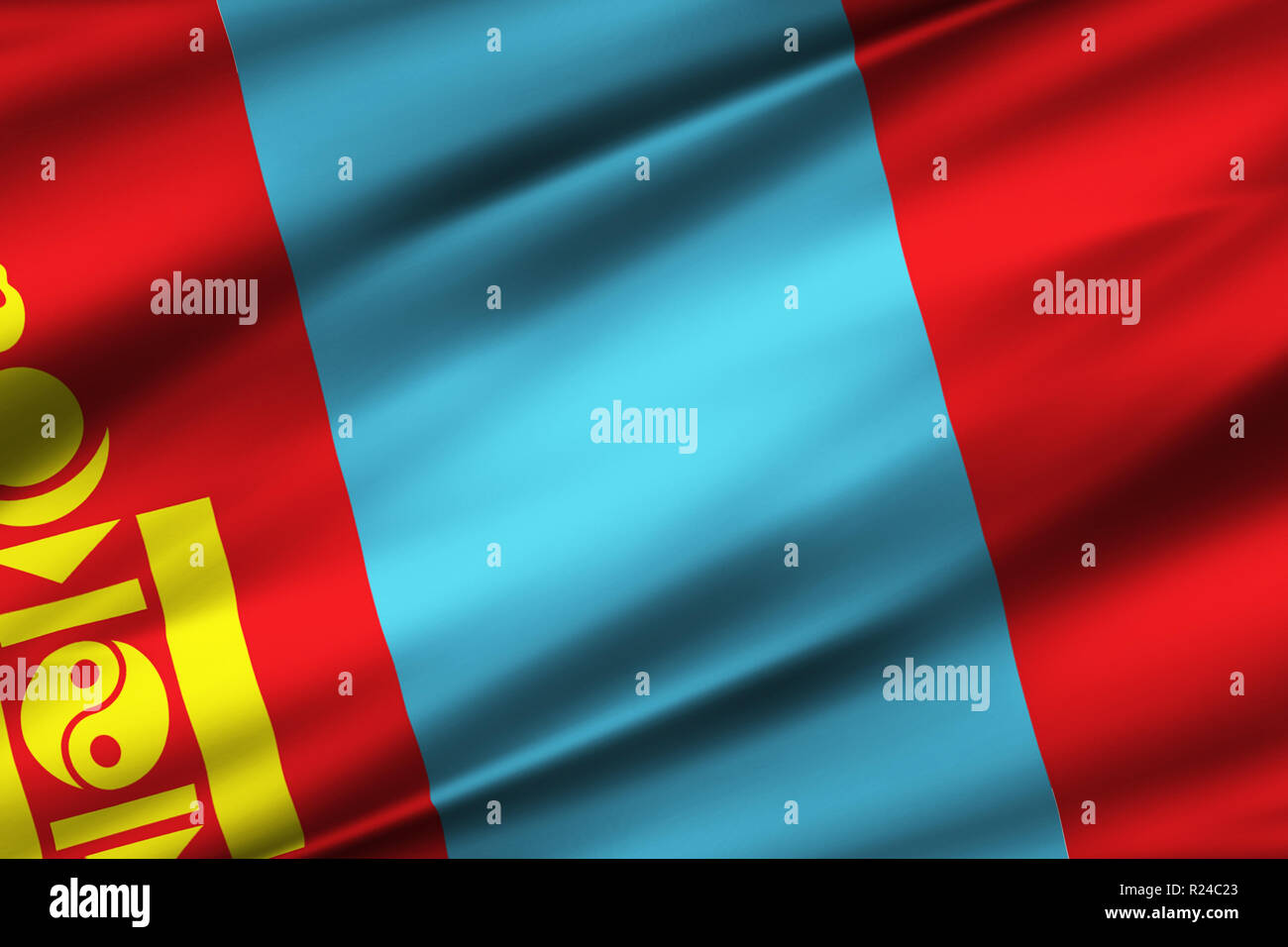 Mongolia 3D waving flag illustration. Texture can be used as background ...