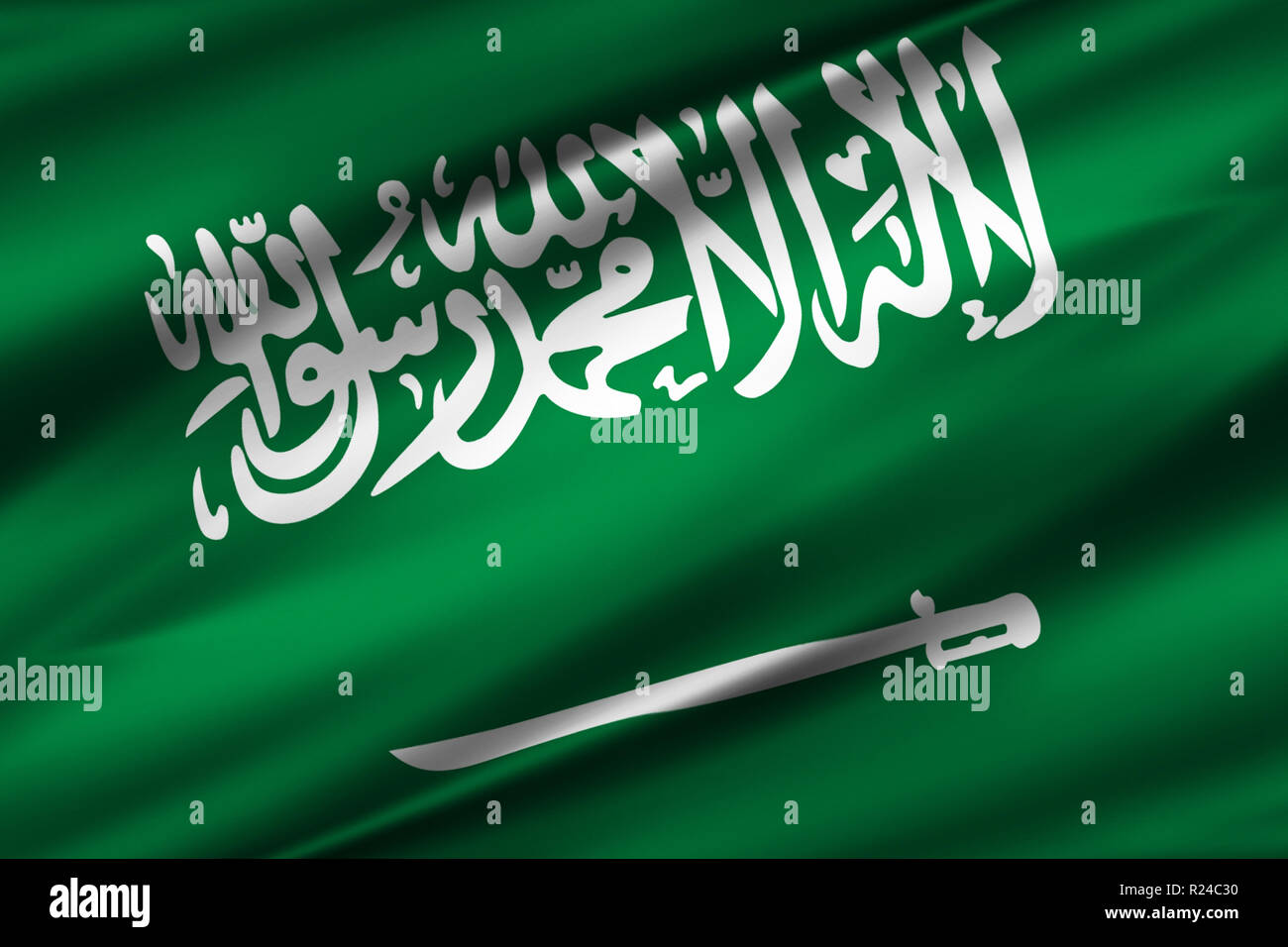 Saudi Arabia 3D waving flag illustration. Texture can be used as ...