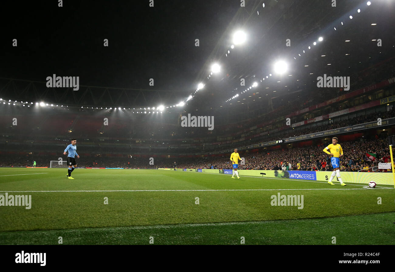 Brazil's Neymar (right) during the International Friendly match at the ...