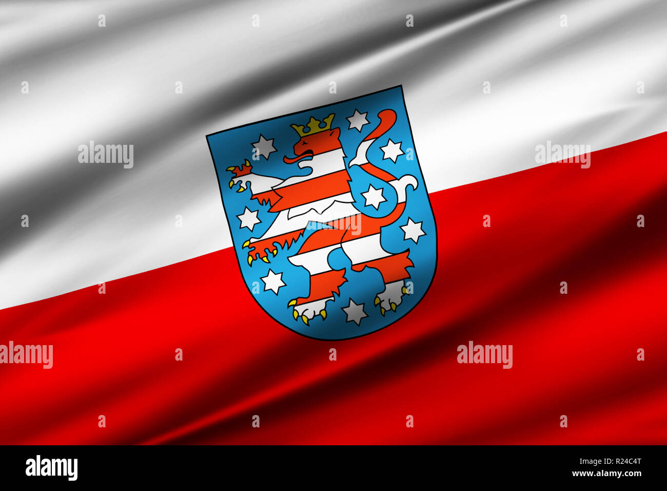 Thuringia 3D waving flag illustration. Texture can be used as ...