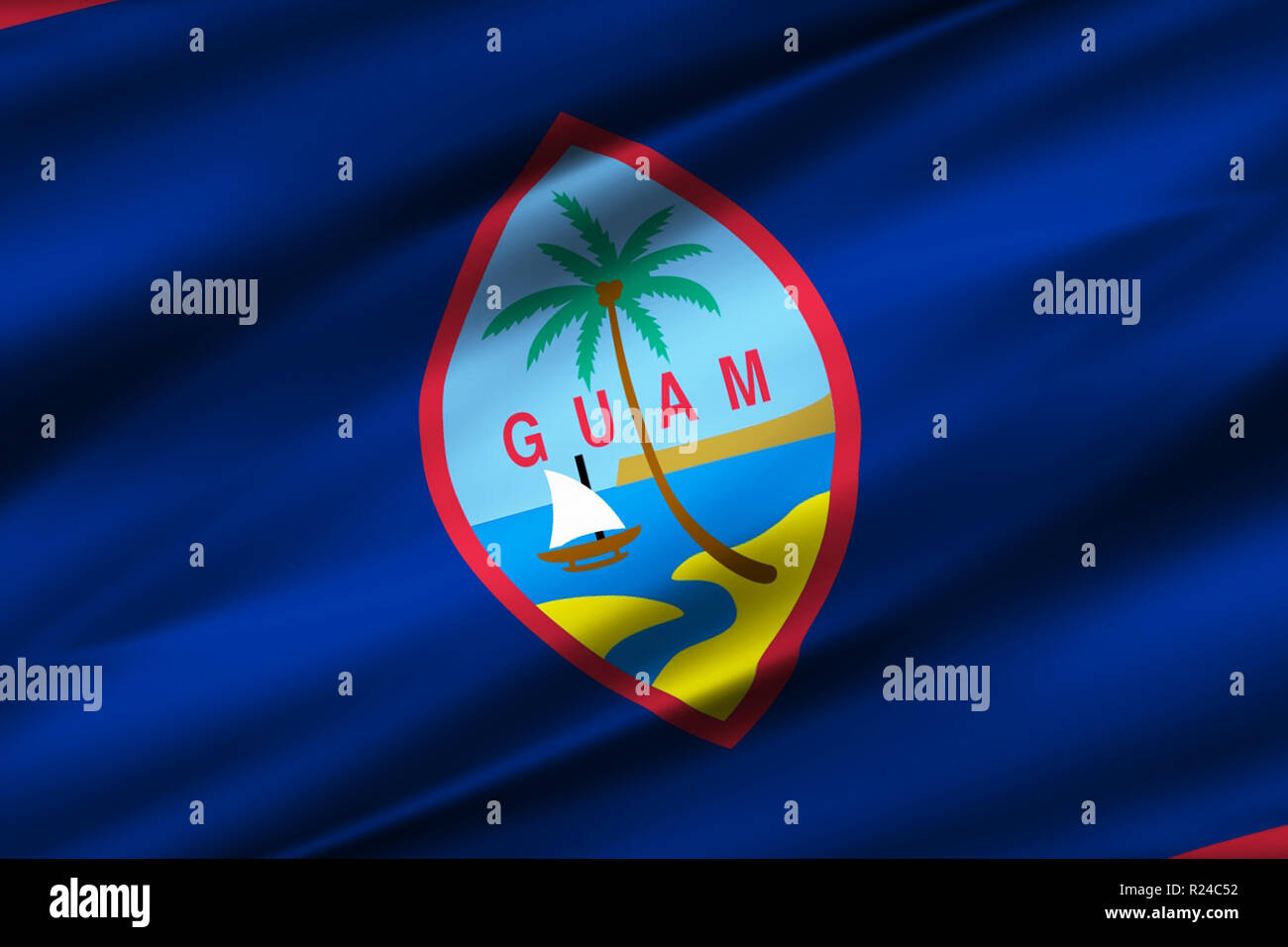 Guam 3D waving flag illustration. Texture can be used as background ...