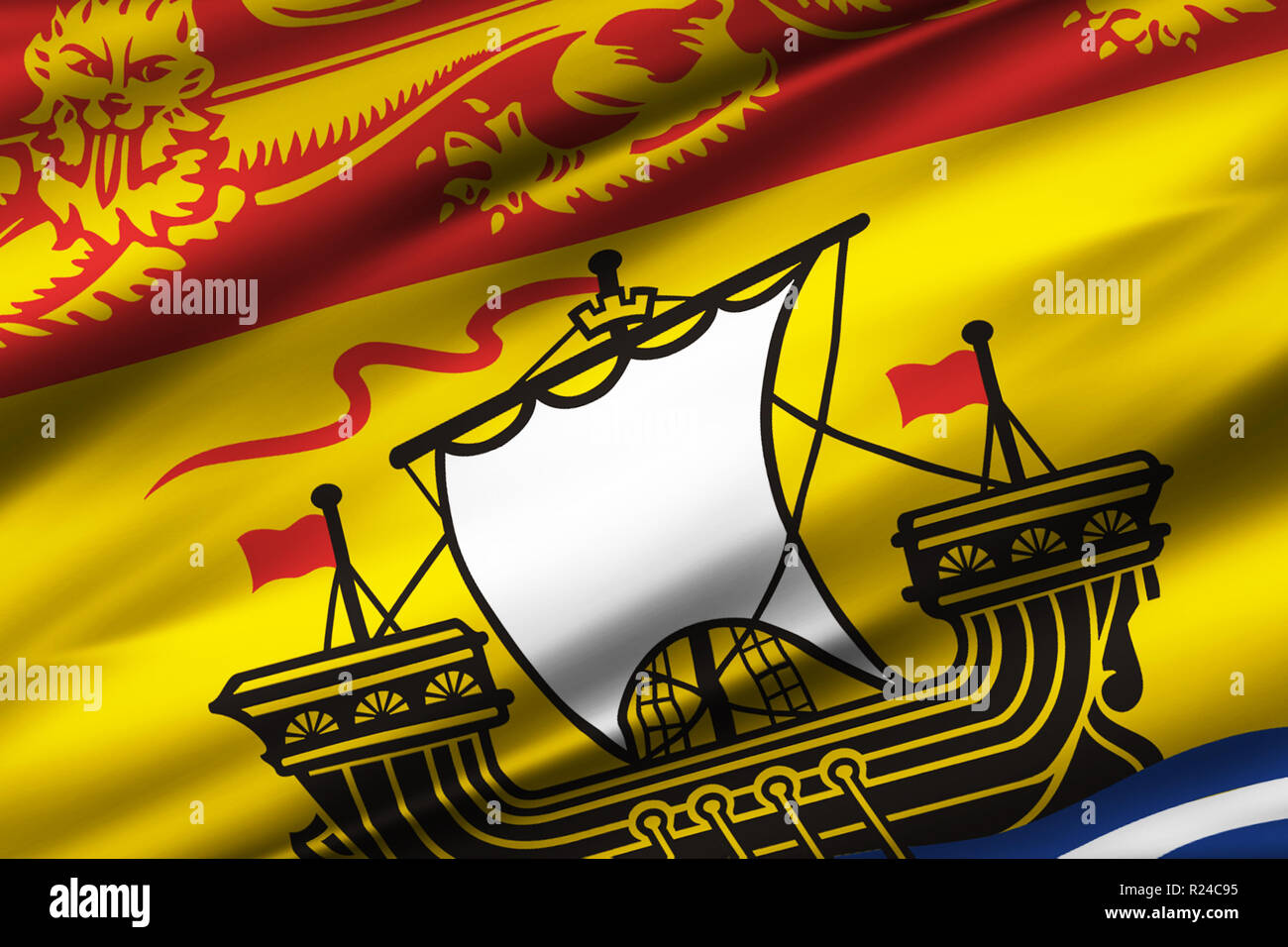 New Brunswick 3D waving flag illustration. Texture can be used as ...