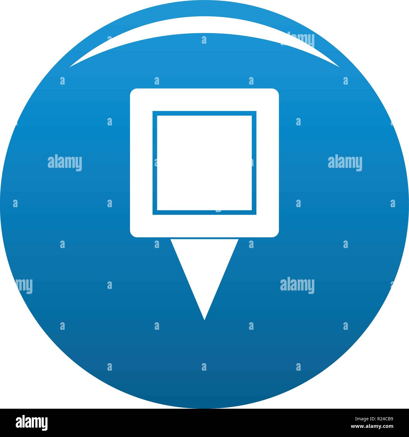 Square pin icon vector blue circle isolated on white background Stock ...