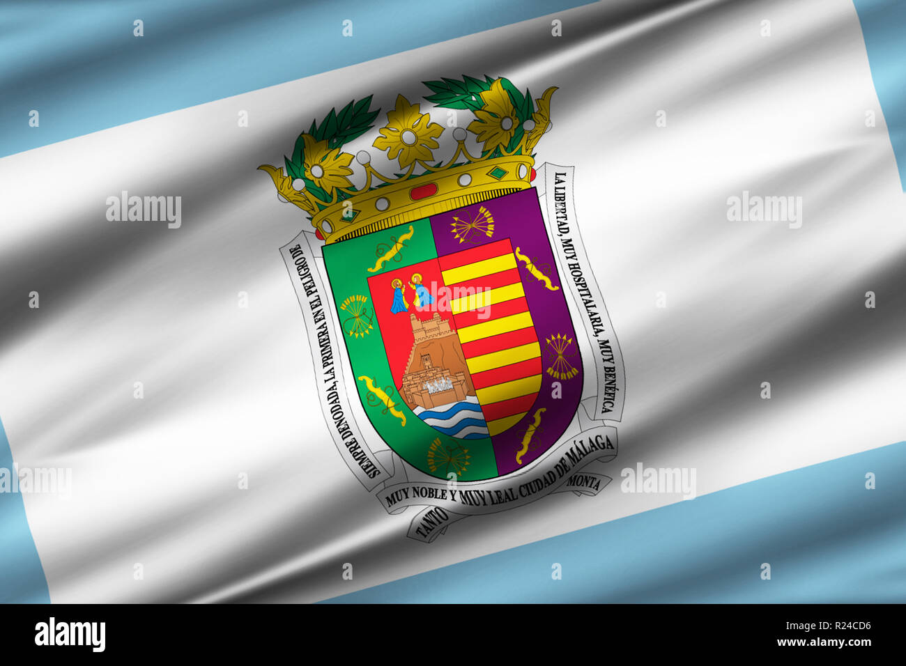 Malaga 3D waving flag illustration. Texture can be used as background ...