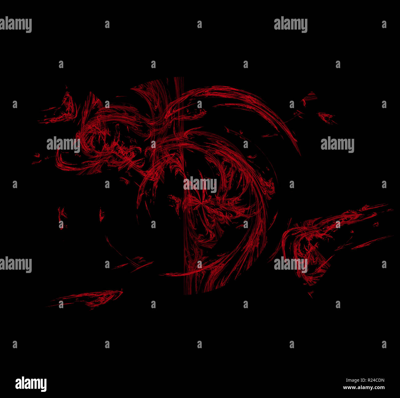 Red sphere pattern on black background. Fantasy fractal texture ...