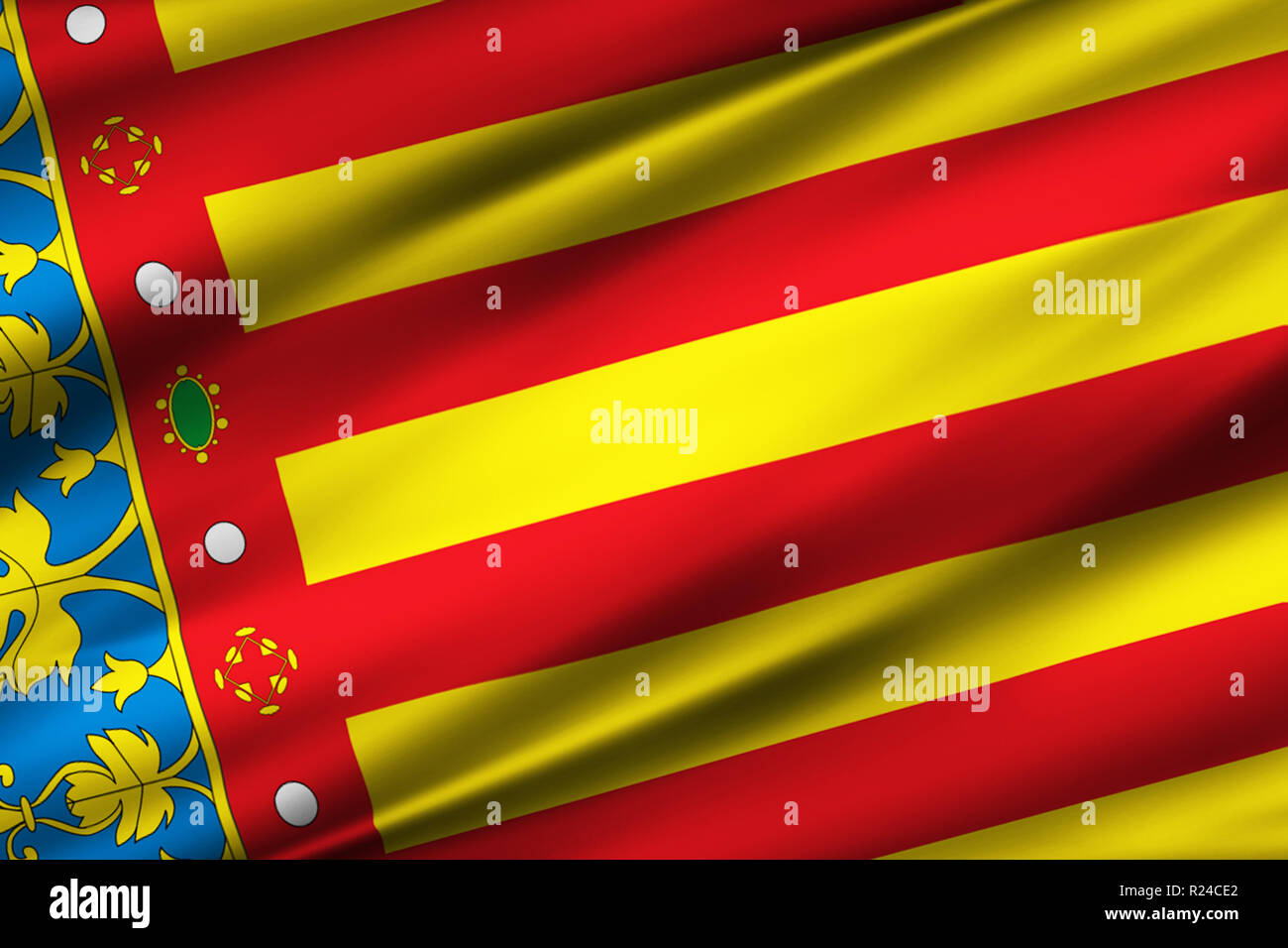 Valencia 3D waving flag illustration. Texture can be used as background ...