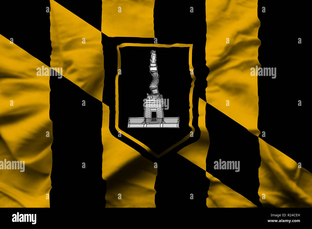Baltimore City 3D wrinkled flag illustration. Usable for background and ...