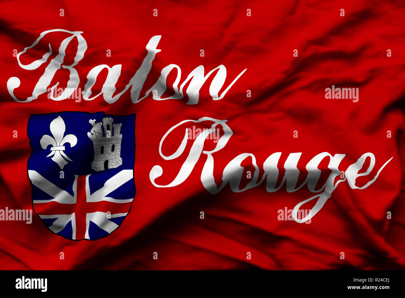 Baton Rouge 3D wrinkled flag illustration. Usable for background and ...