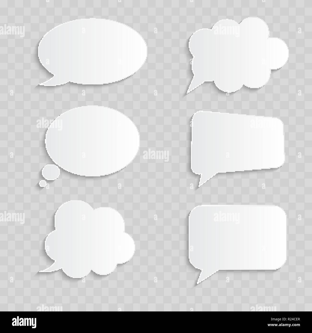 White blank retro speech bubbles set on transparent background. Vector ...