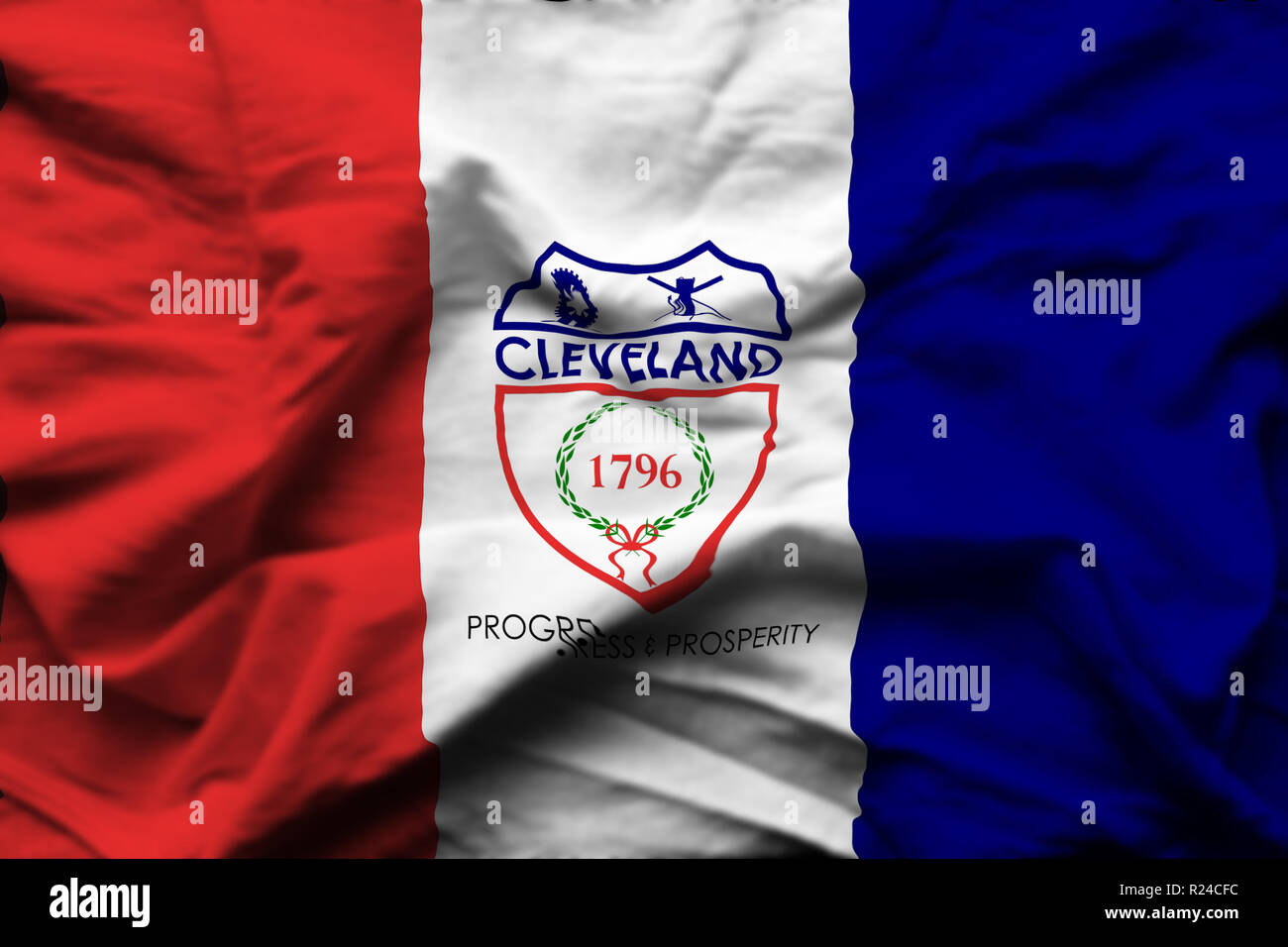 Cleveland 3D wrinkled flag illustration. Usable for background and ...