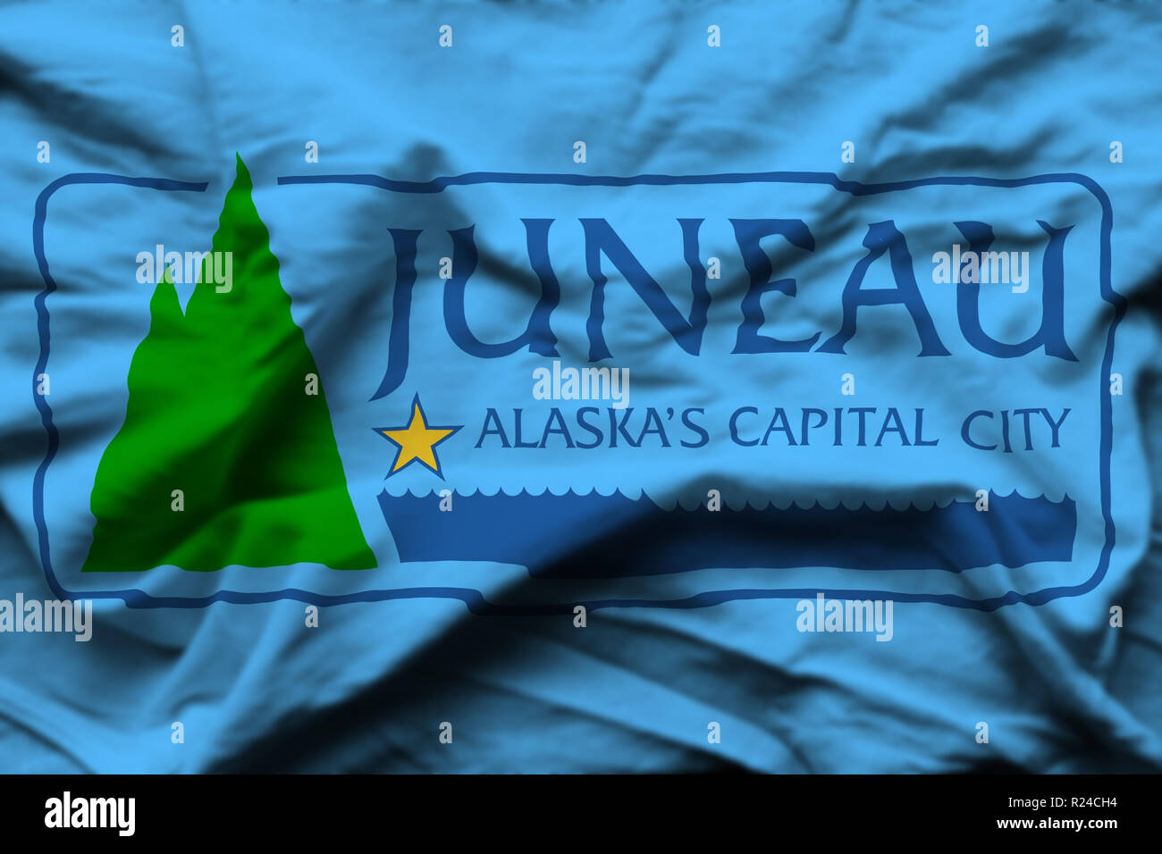 Juneau Alaska 3D wrinkled flag illustration. Usable for background and ...