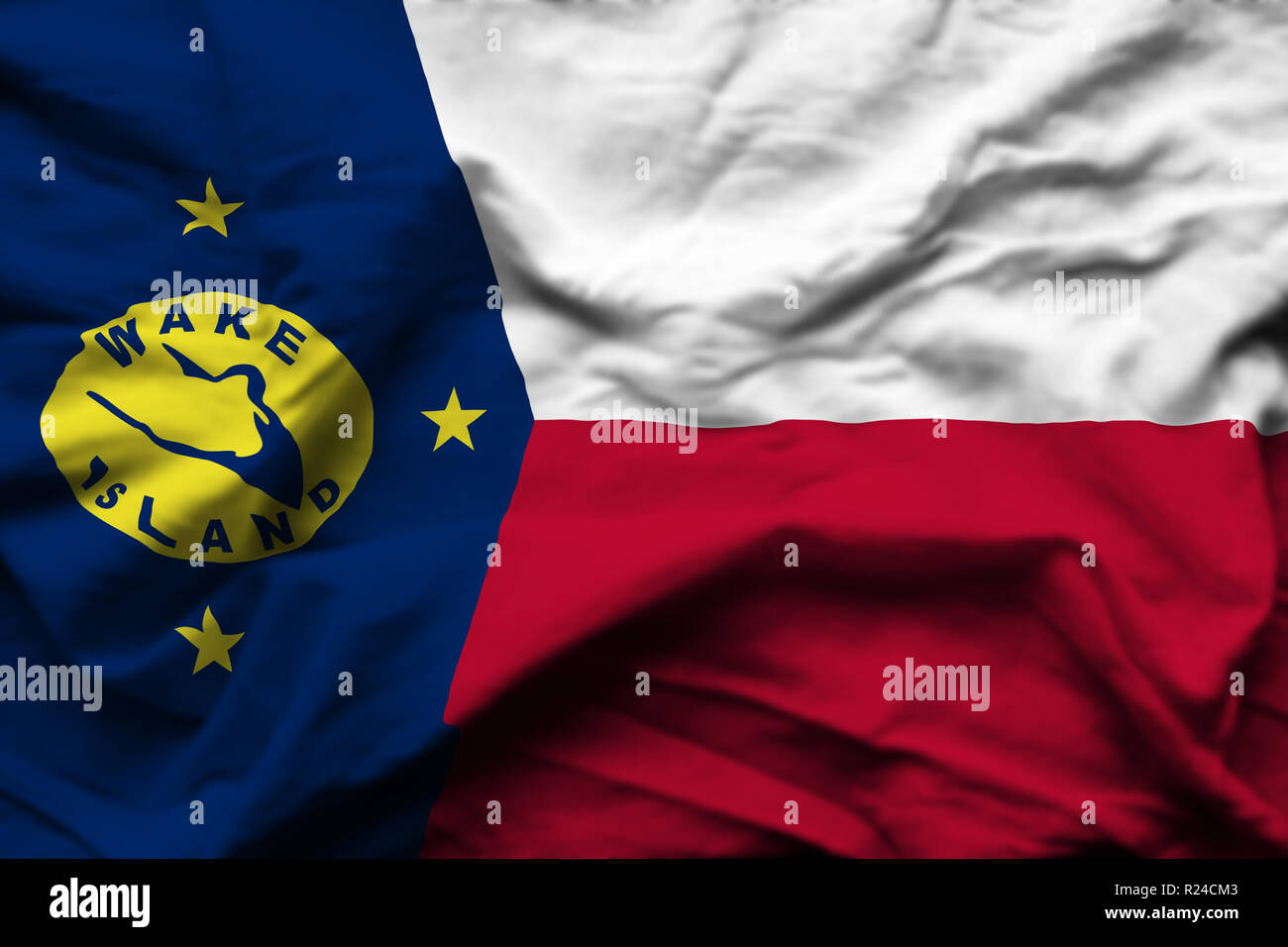 Wake Island 3D wrinkled flag illustration. Usable for background and ...