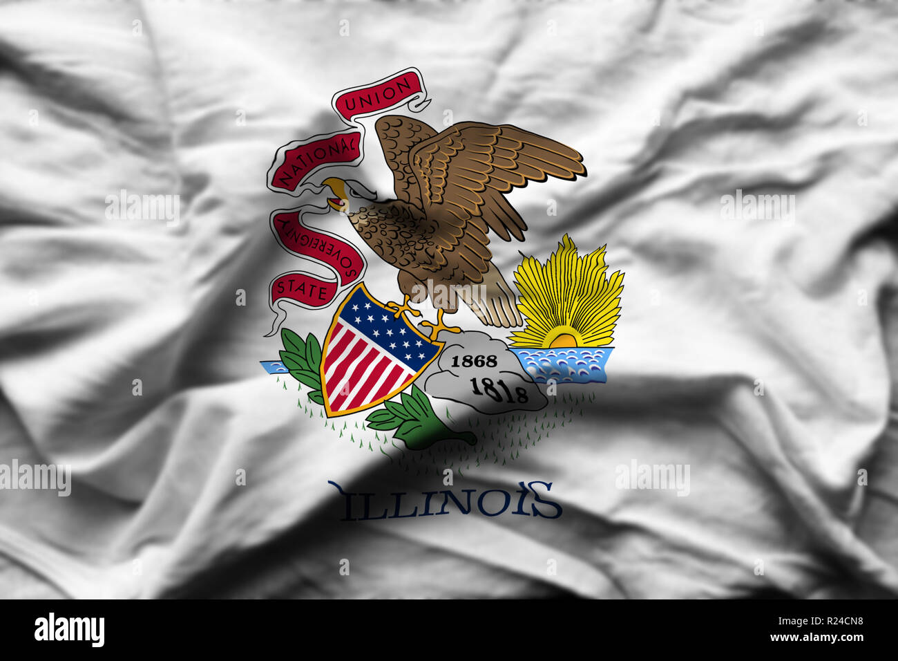 Illinois 3D wrinkled flag illustration. Usable for background and ...