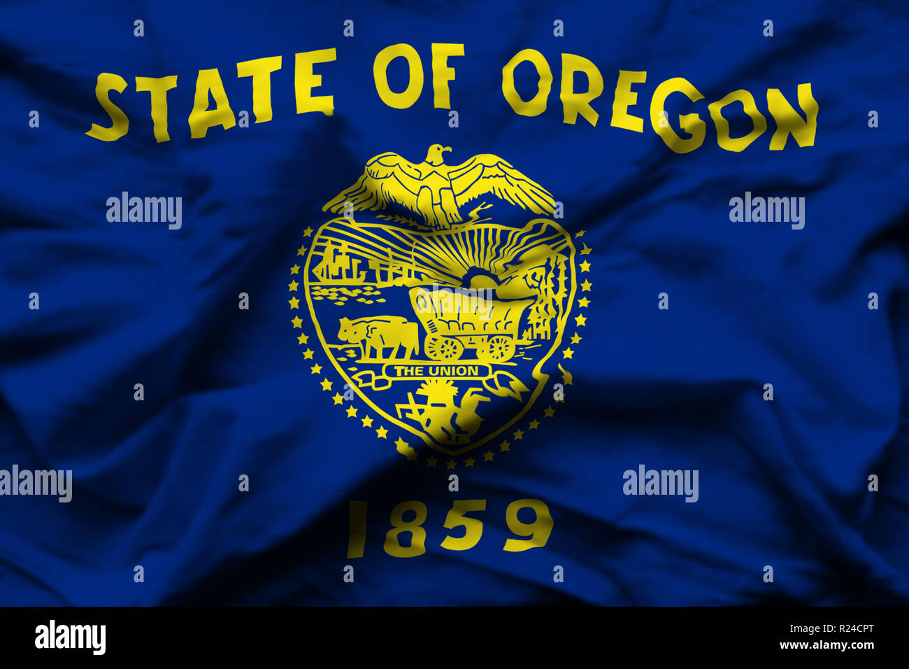 Oregon 3D wrinkled flag illustration. Usable for background and texture ...