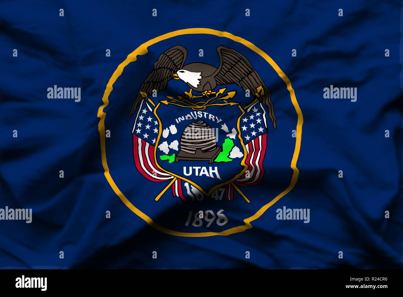 Utah 3D wrinkled flag illustration. Usable for background and texture ...
