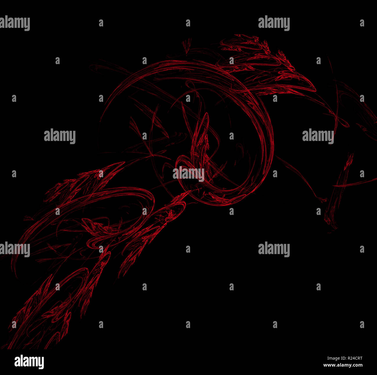 Red sphere pattern on black background. Fantasy fractal texture ...