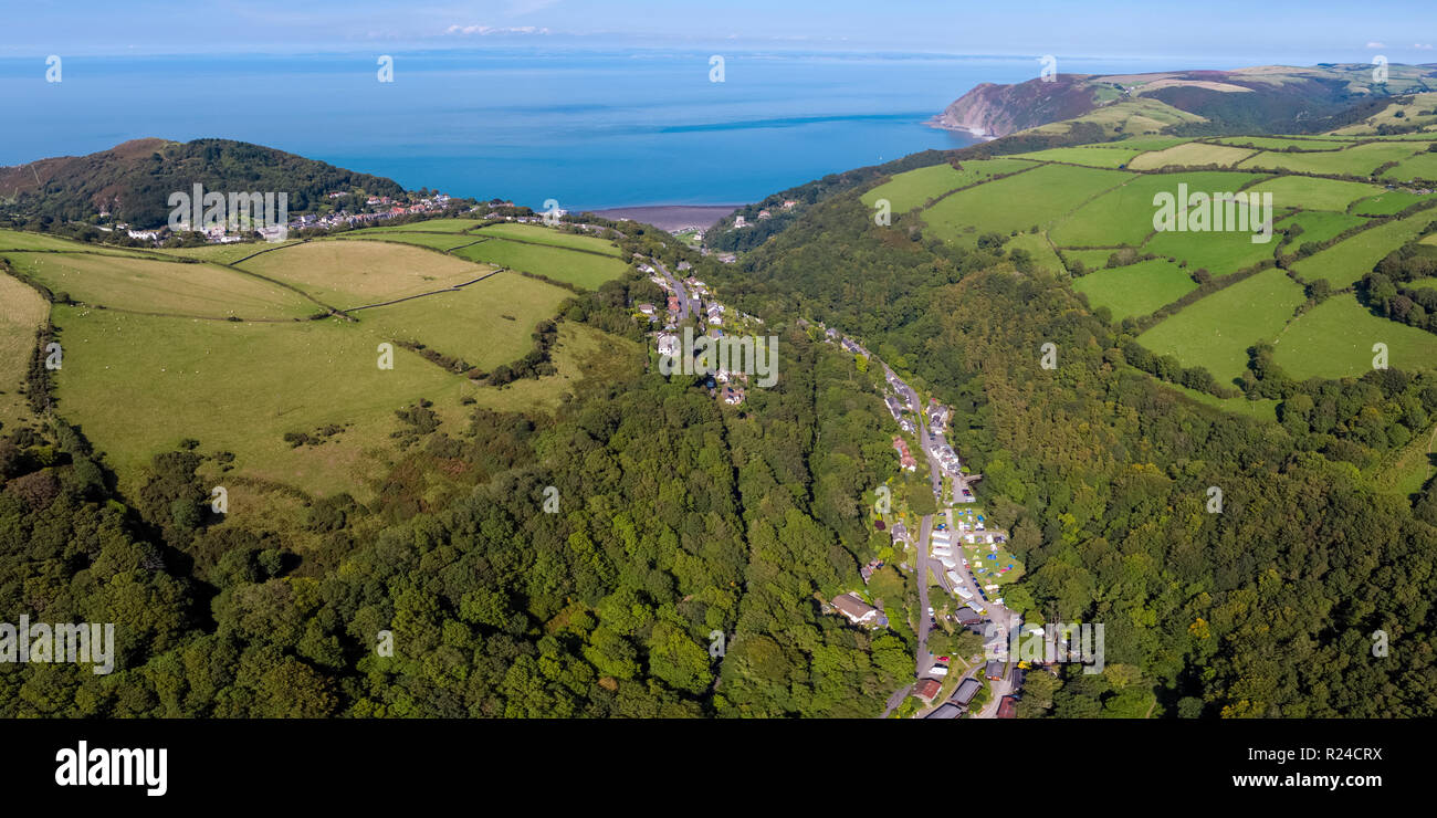 Wooded valley on the north Devon coast, Lynton, Exmoor, Devon, England ...